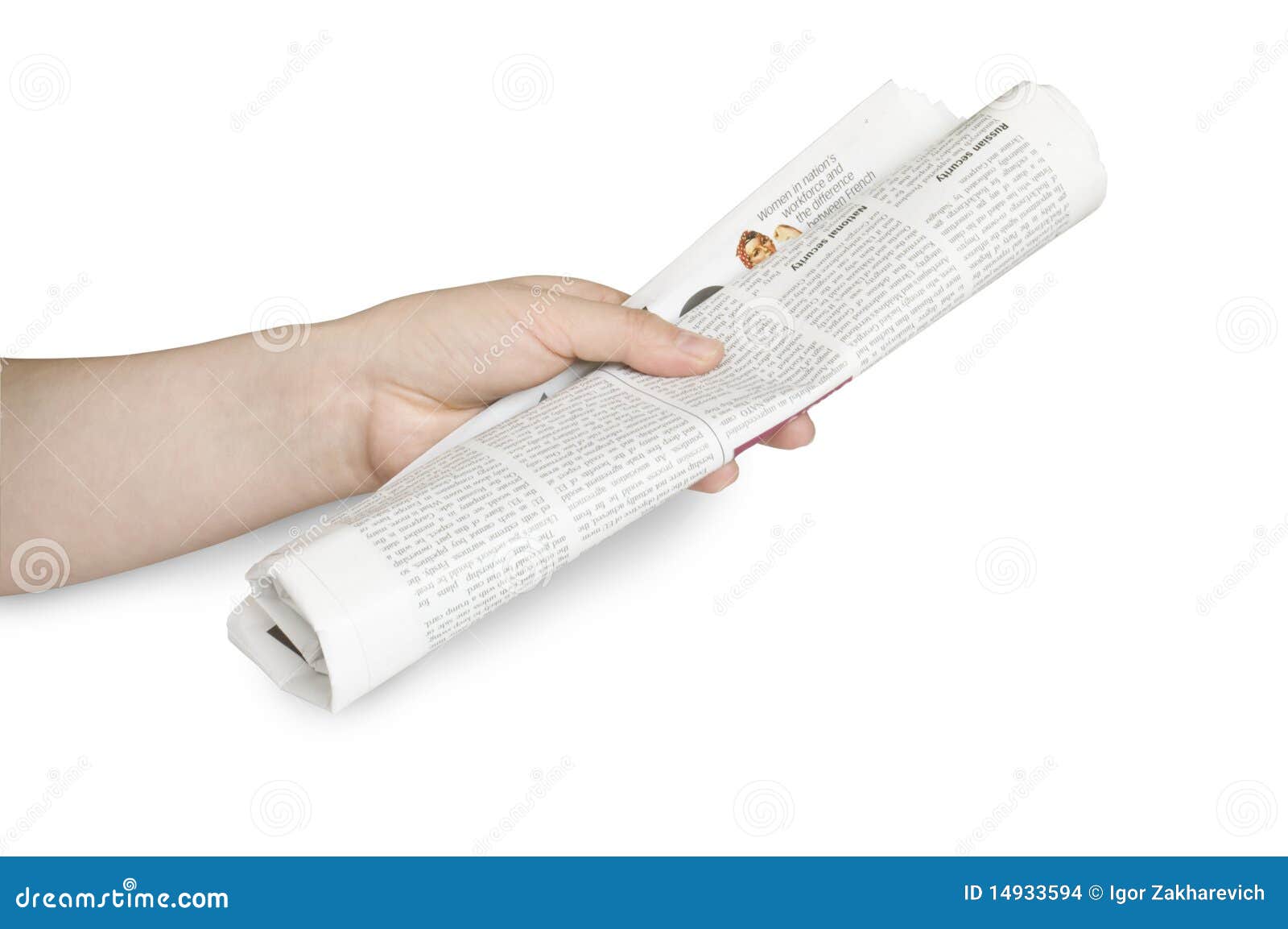Newspaper in hand stock photo. Image of writing, paper - 14933594