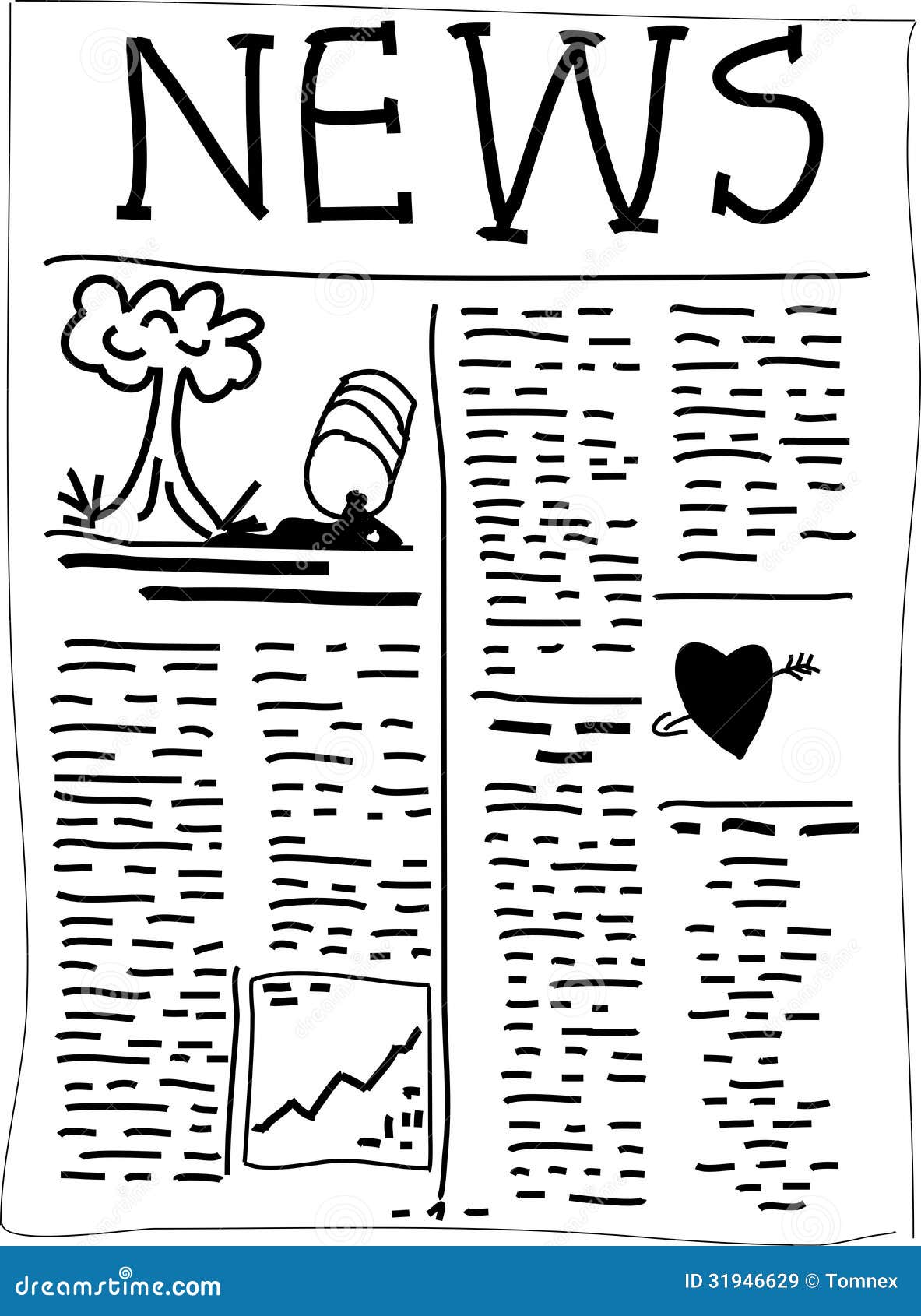 Newspaper stock vector. Illustration of page, text, newspaper - 31946629