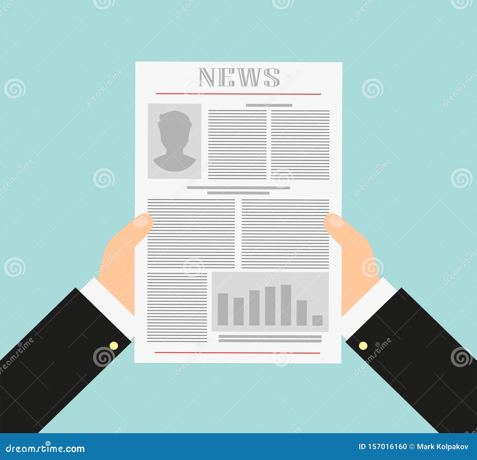 Newspaper in Hands in Flat Style, Vector Stock Vector - Illustration of ...