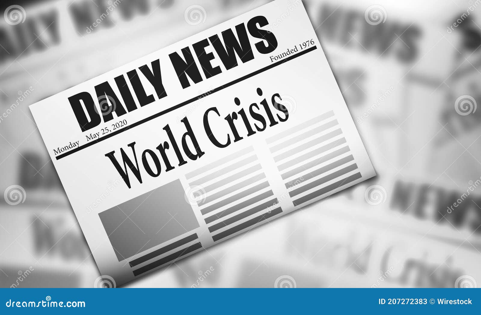 Newspaper with the Headline World Crisis Stock Illustration ...