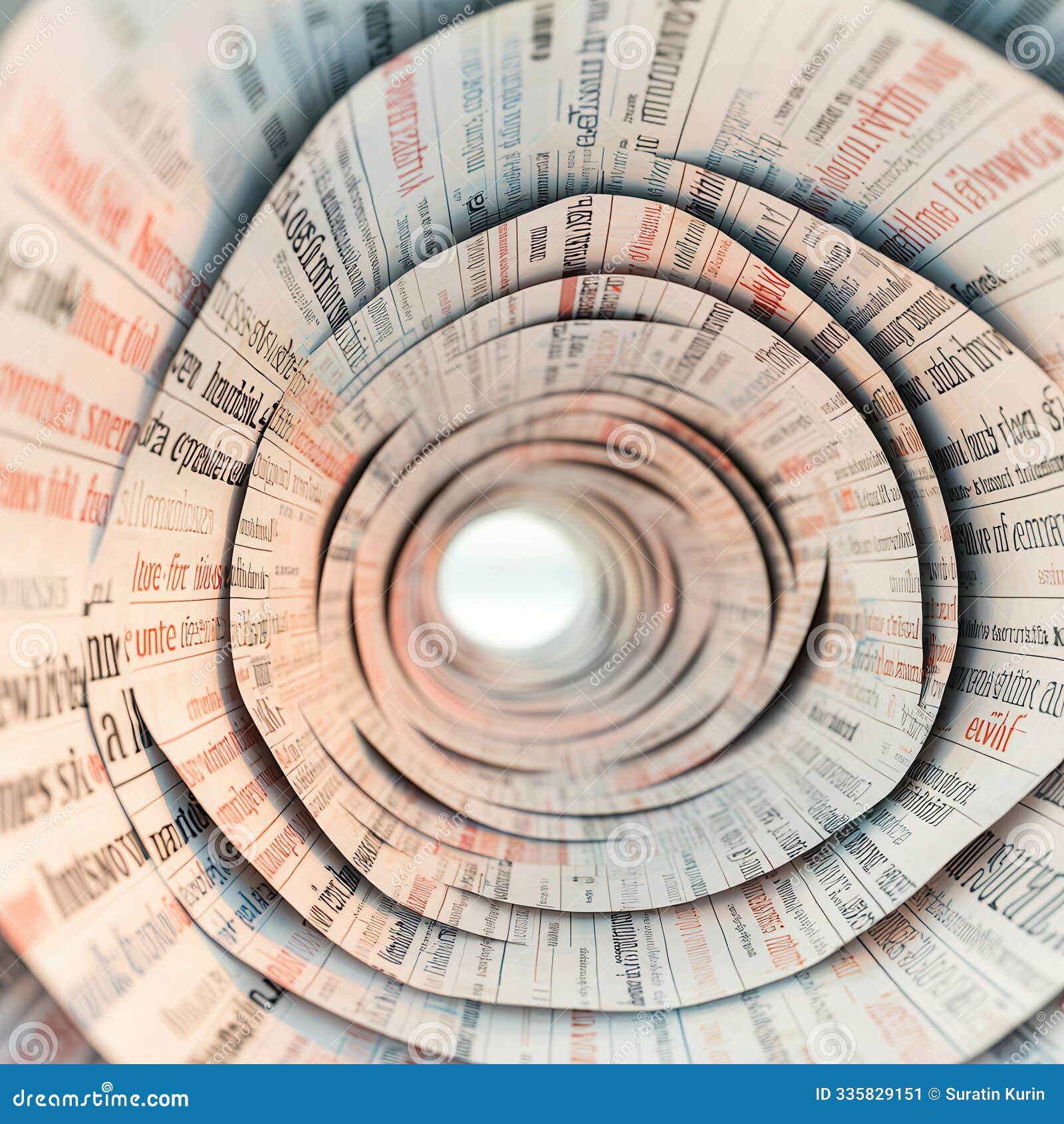 Newspaper Headlines Layered in a Spiral Pattern Creating a Tunnel ...