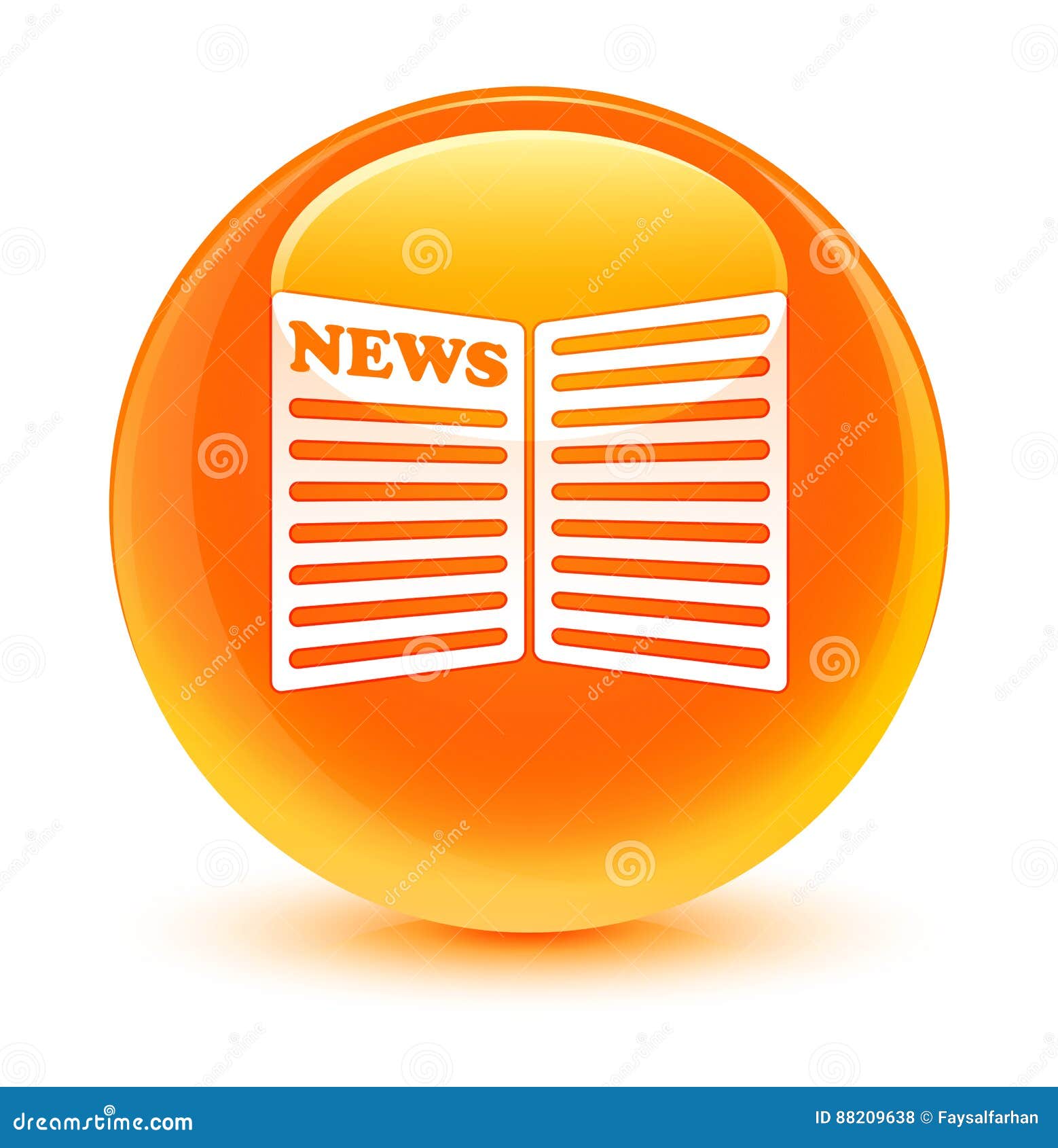 Newspaper Icon Glassy Orange Round Button Stock Illustration ...