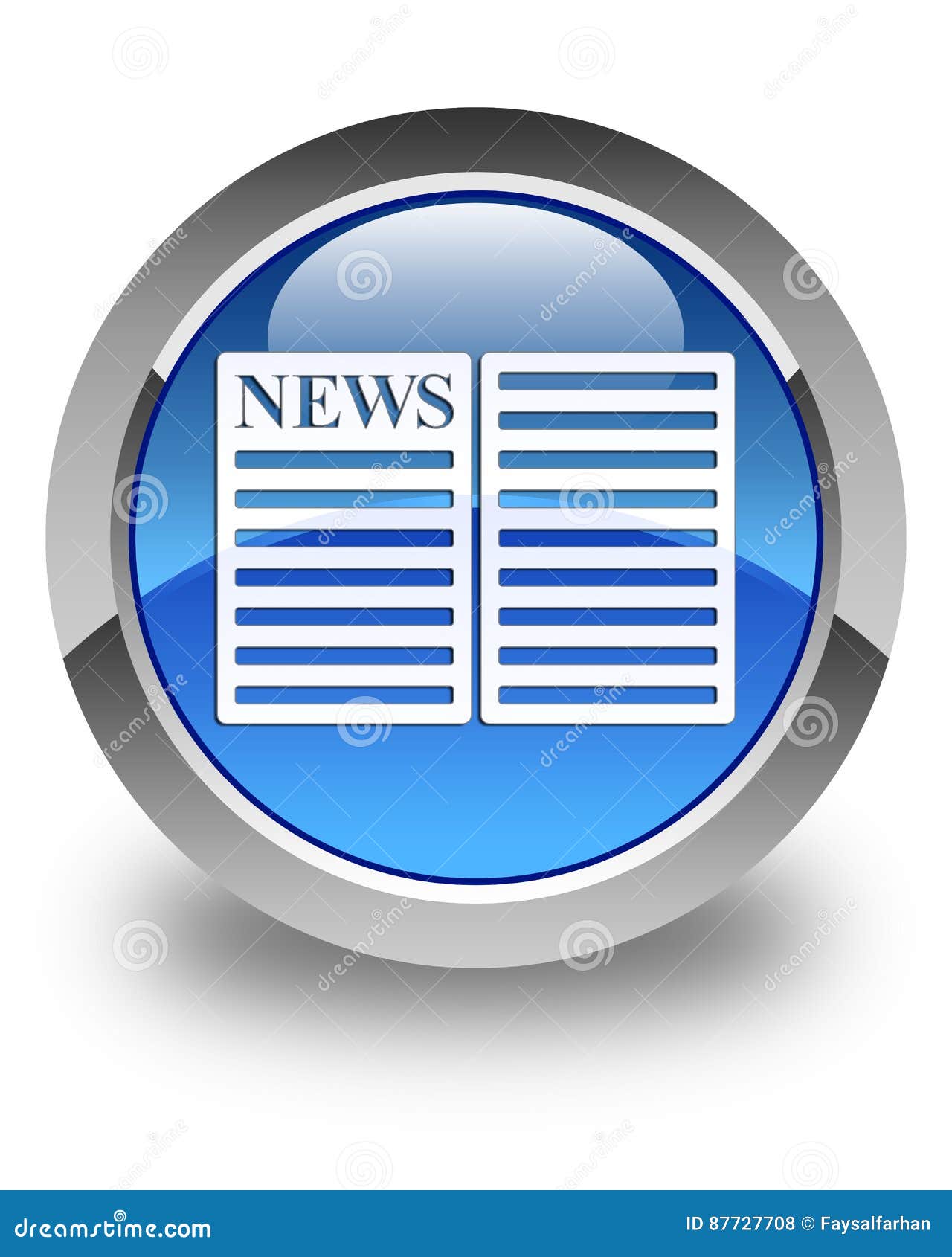 Newspaper Icon Glossy Blue Round Button Stock Illustration ...
