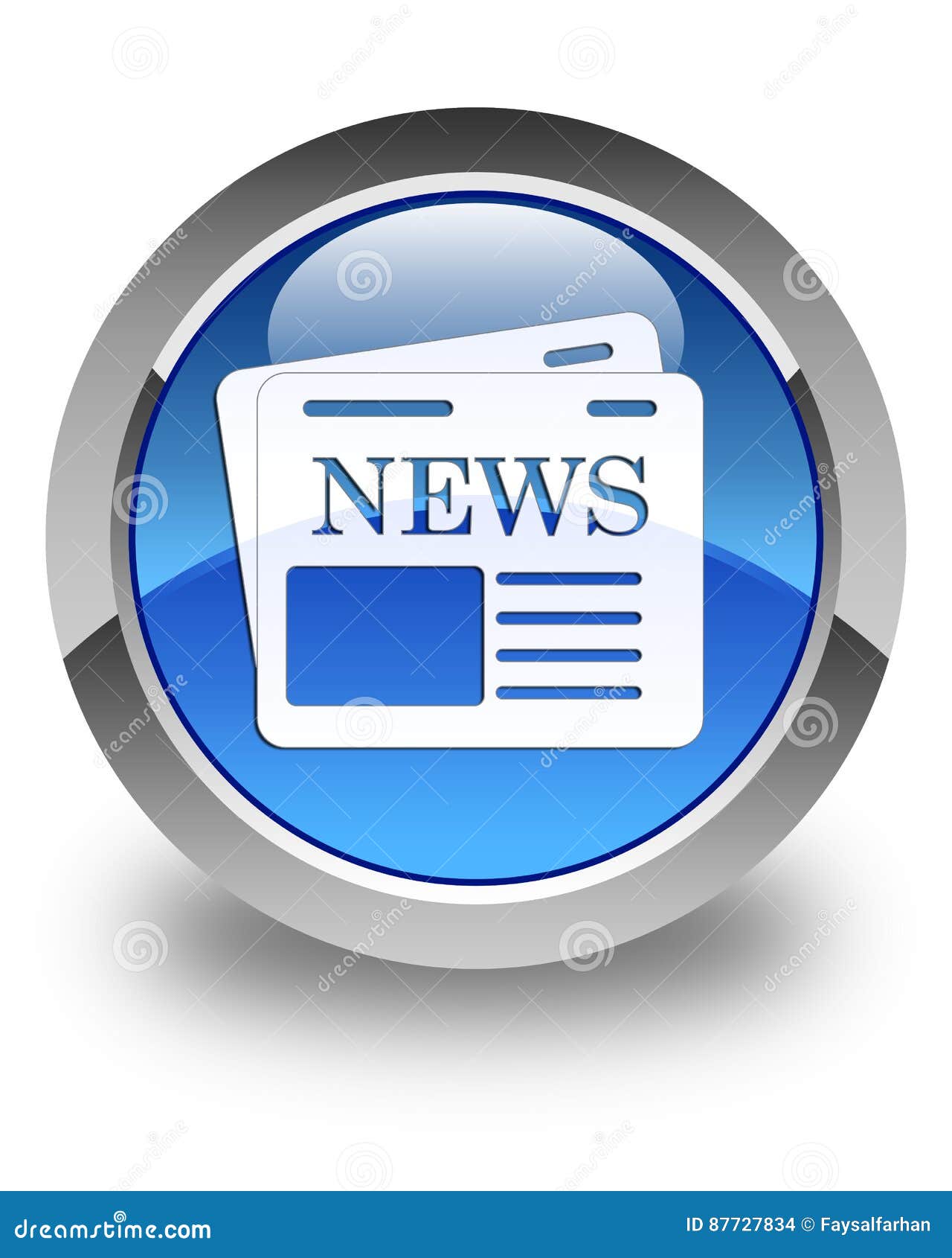 Newspaper Icon Glossy Blue Round Button Stock Illustration ...
