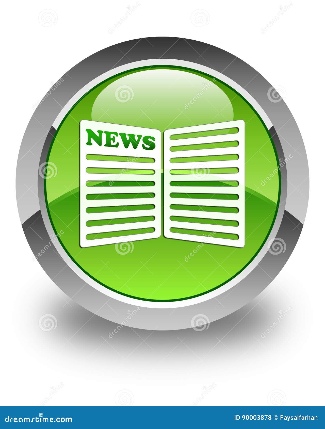 Newspaper Icon Glossy Green Round Button Stock Illustration ...