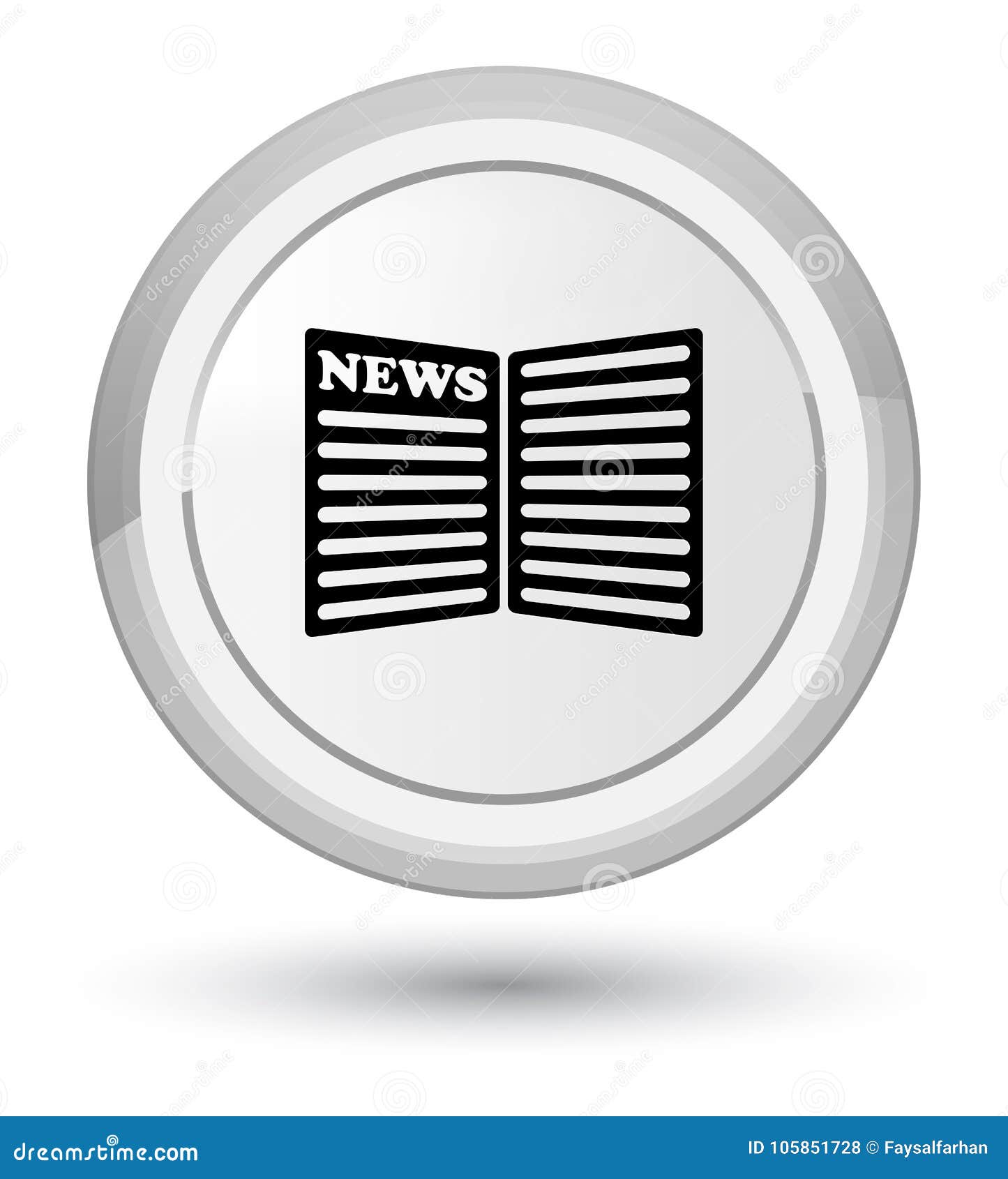 Newspaper Icon Prime White Round Button Stock Illustration ...