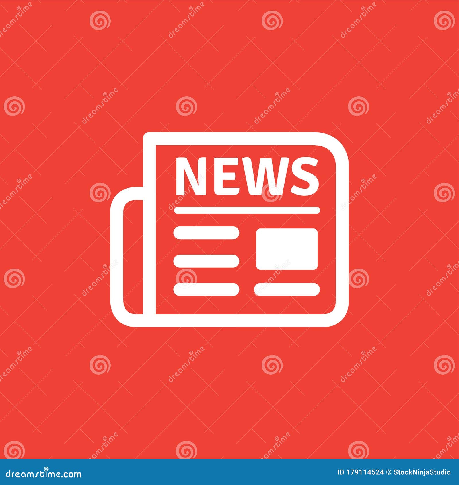 Newspaper Icon on Red Background. Red Flat Style Vector Illustration ...