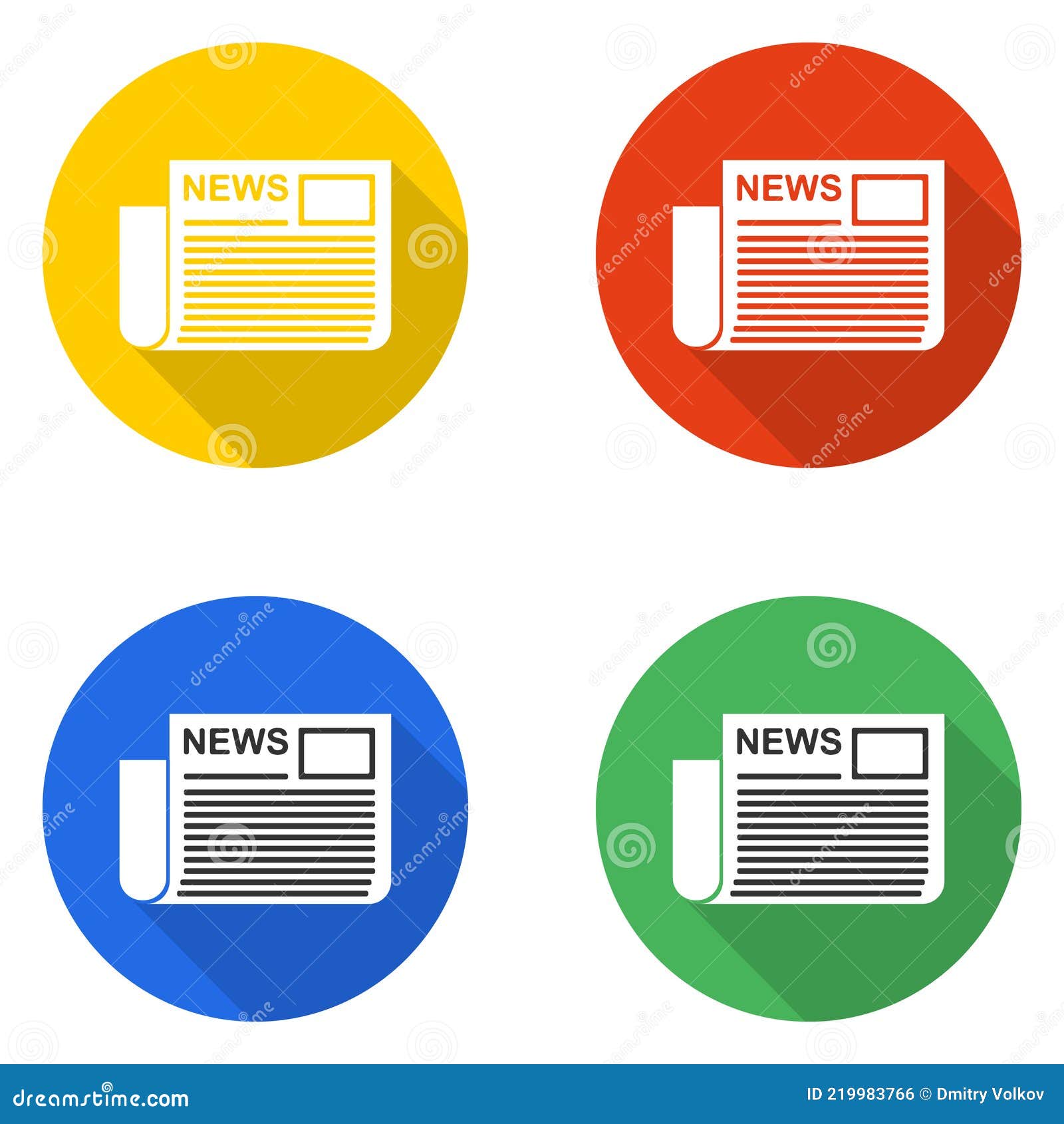 Newspaper Icon, Set of Colored Newspaper Icons. Vector Illustration ...