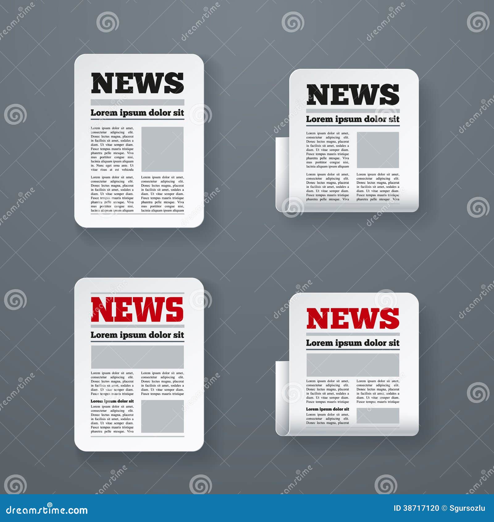 Newspaper Icon Set stock vector. Illustration of newsletter - 38717120