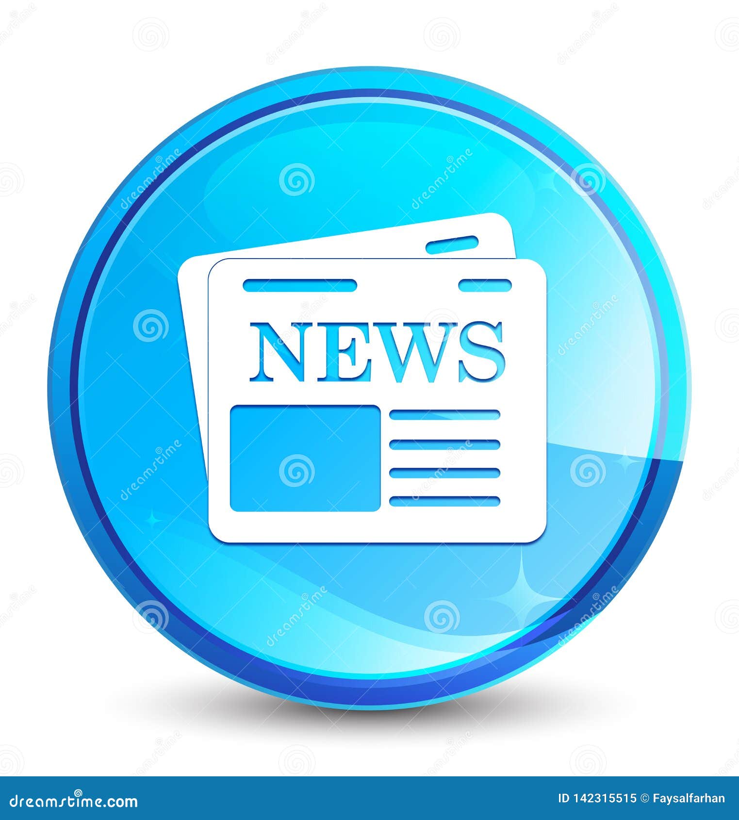 Newspaper Icon Splash Natural Blue Round Button Stock Vector ...