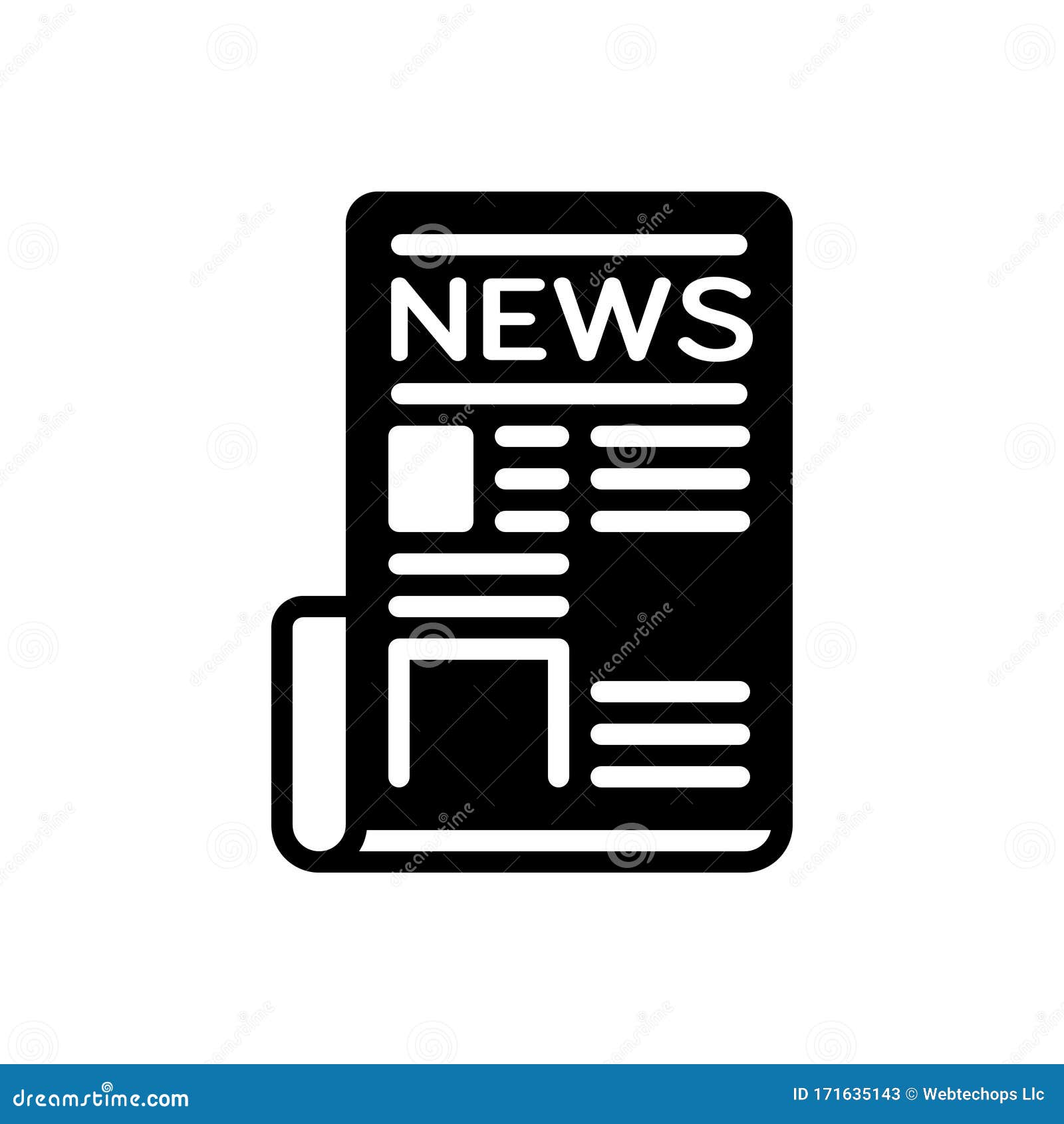 Black Solid Icon for Newspaper, Tabloid and Periodical Stock Vector ...