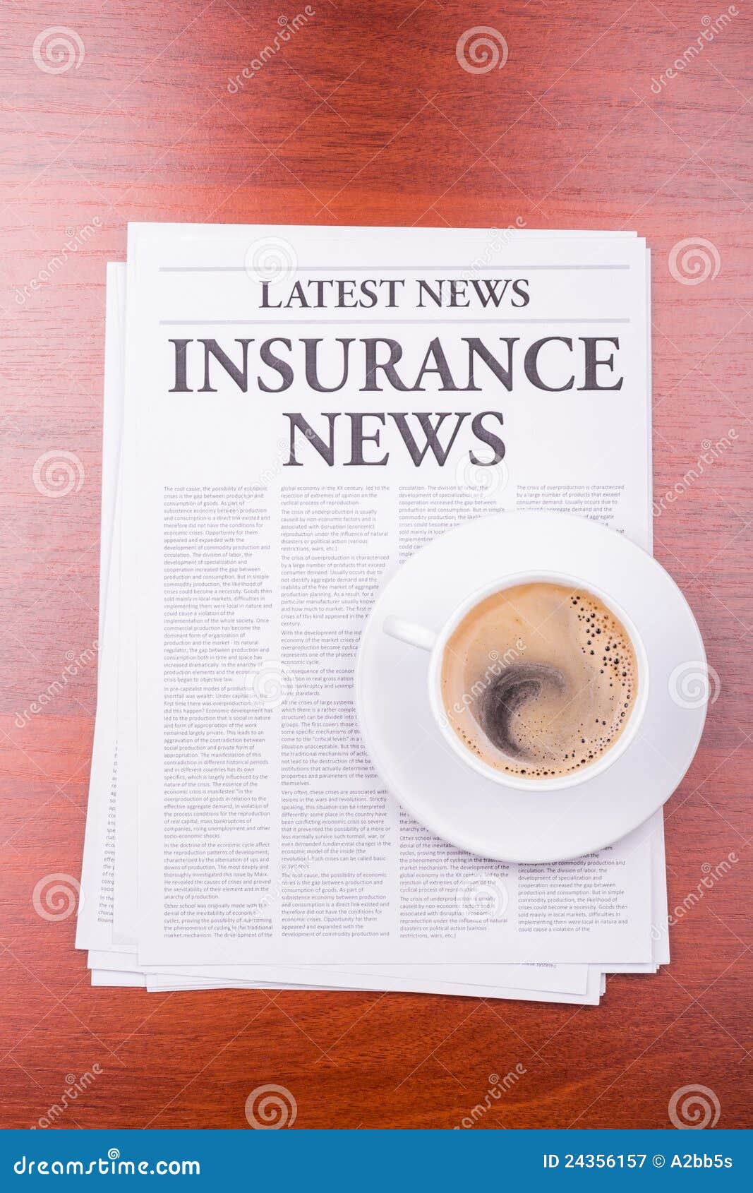 The Newspaper INSURANCE NEWS and Coffee Stock Image - Image of headline ...