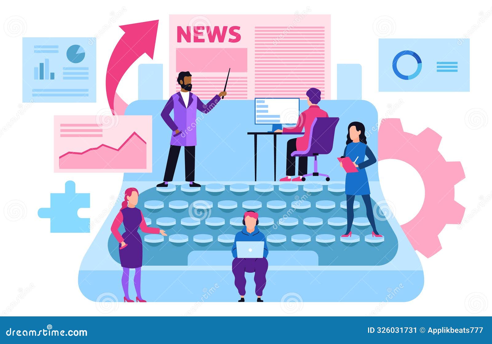 Newspaper Journalists Team Concept. Article Print Production Stock ...