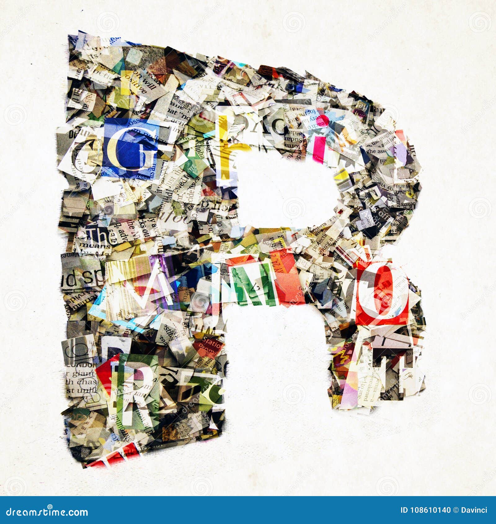 Newspaper Letter R Made from Newspaper and Magazine Confetti Stock ...