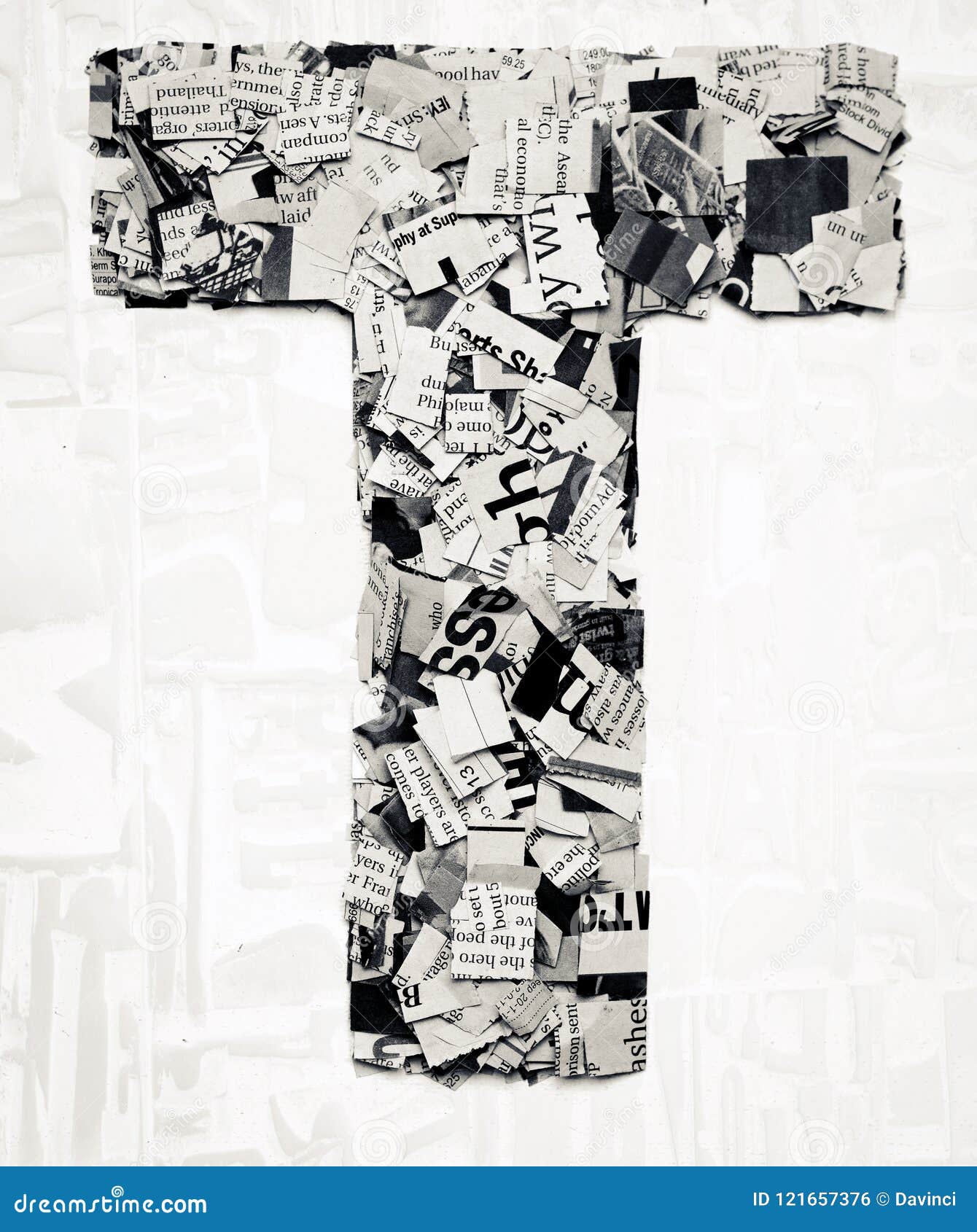 Newspaper Letter T Confetti Stock Photo - Image of press, cutout: 121657376