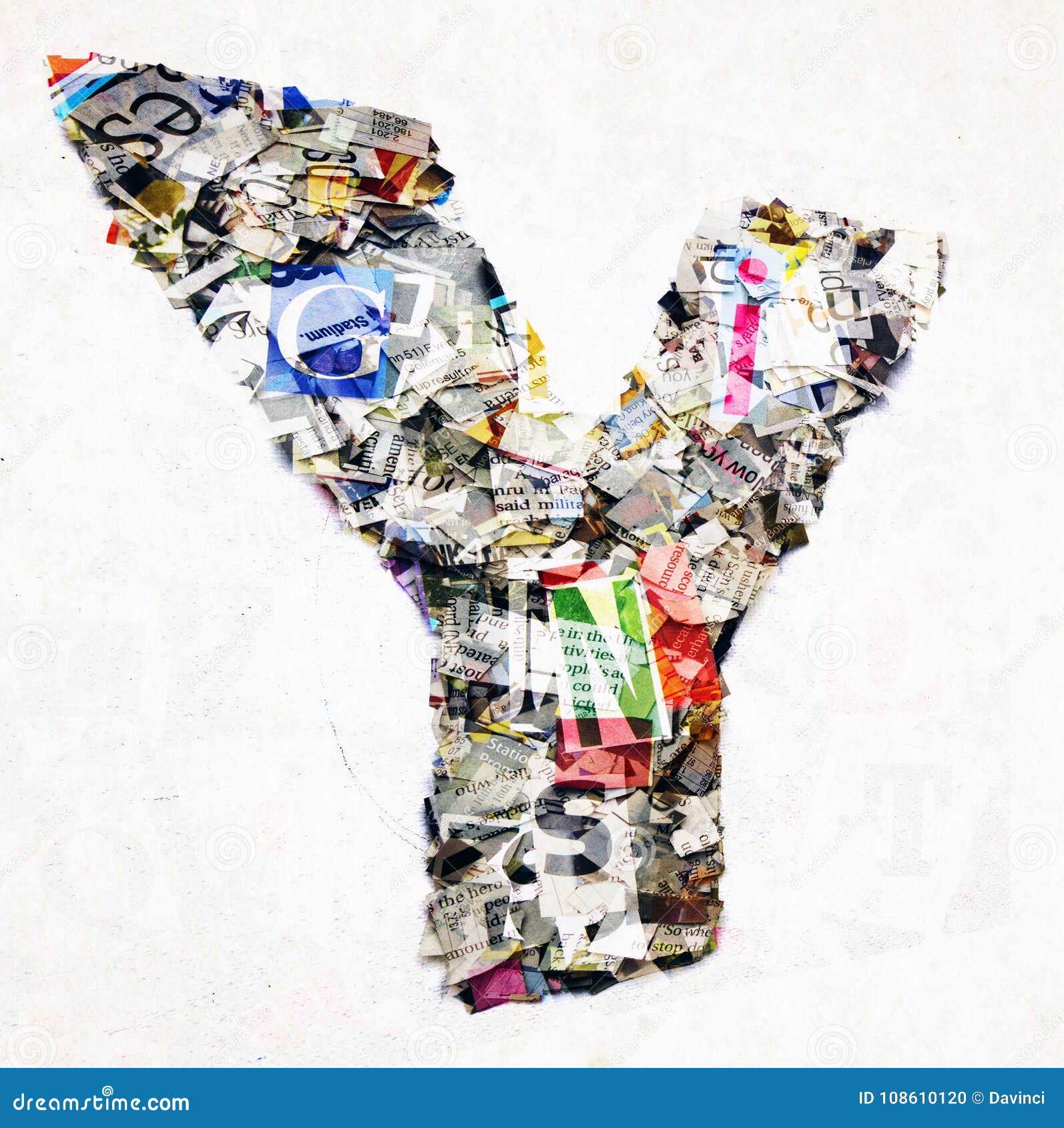 Newspaper letter Y random stock photo. Image of pattern - 108610120