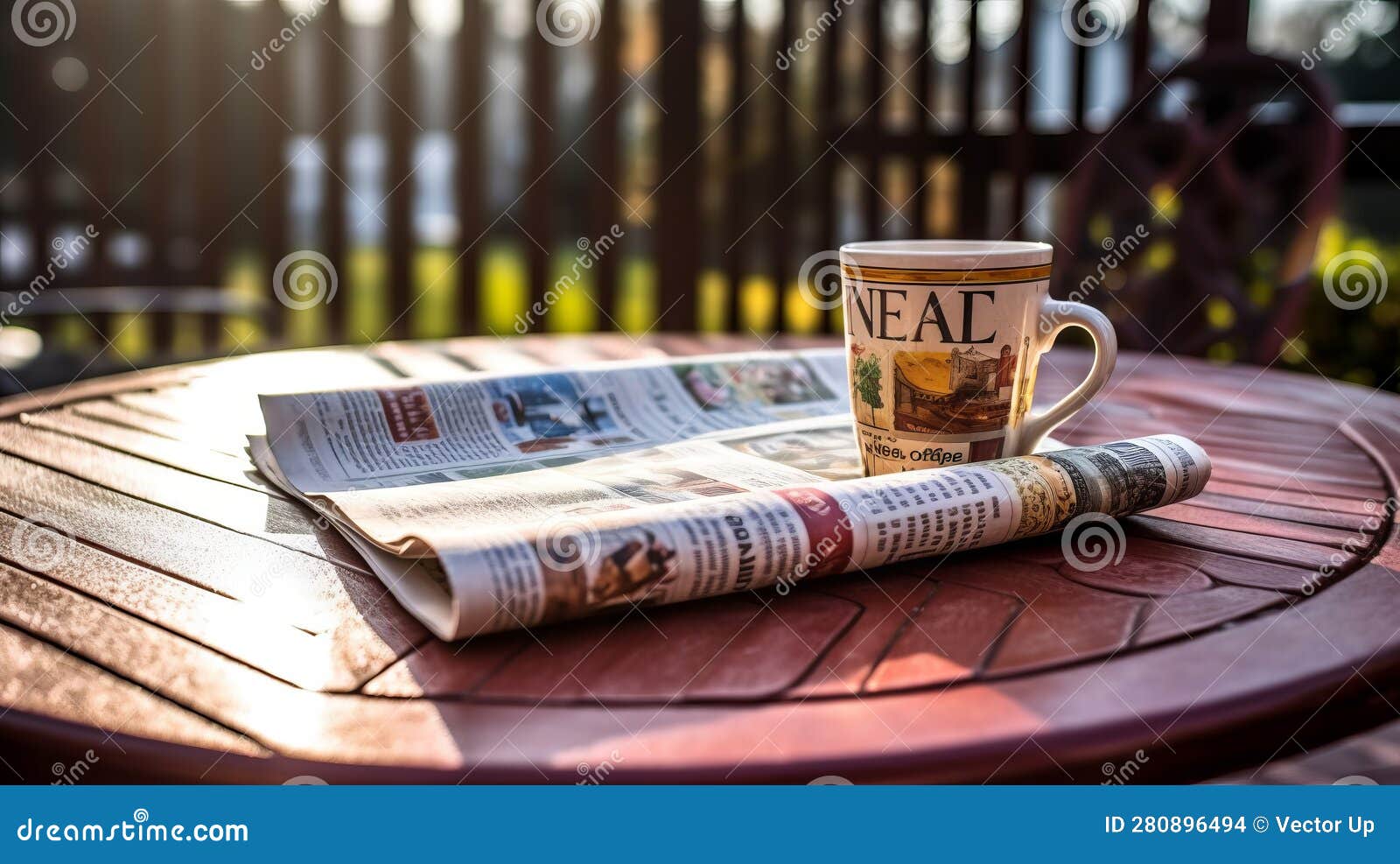 Newspaper Lies on a Coffee Table on the Porch. Generative AI. Stock ...
