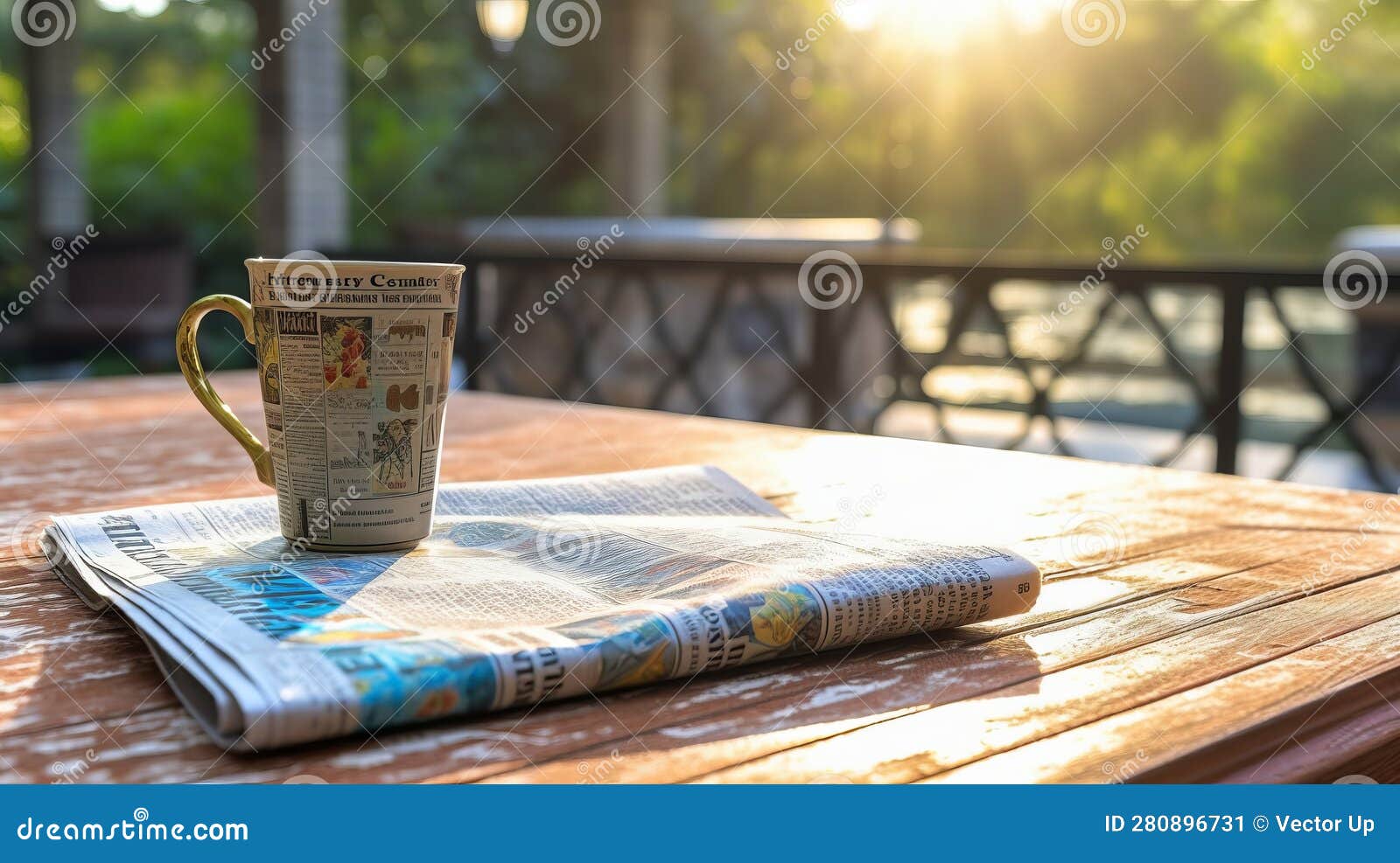 Newspaper Lies on a Coffee Table on the Porch. Generative AI. Stock ...