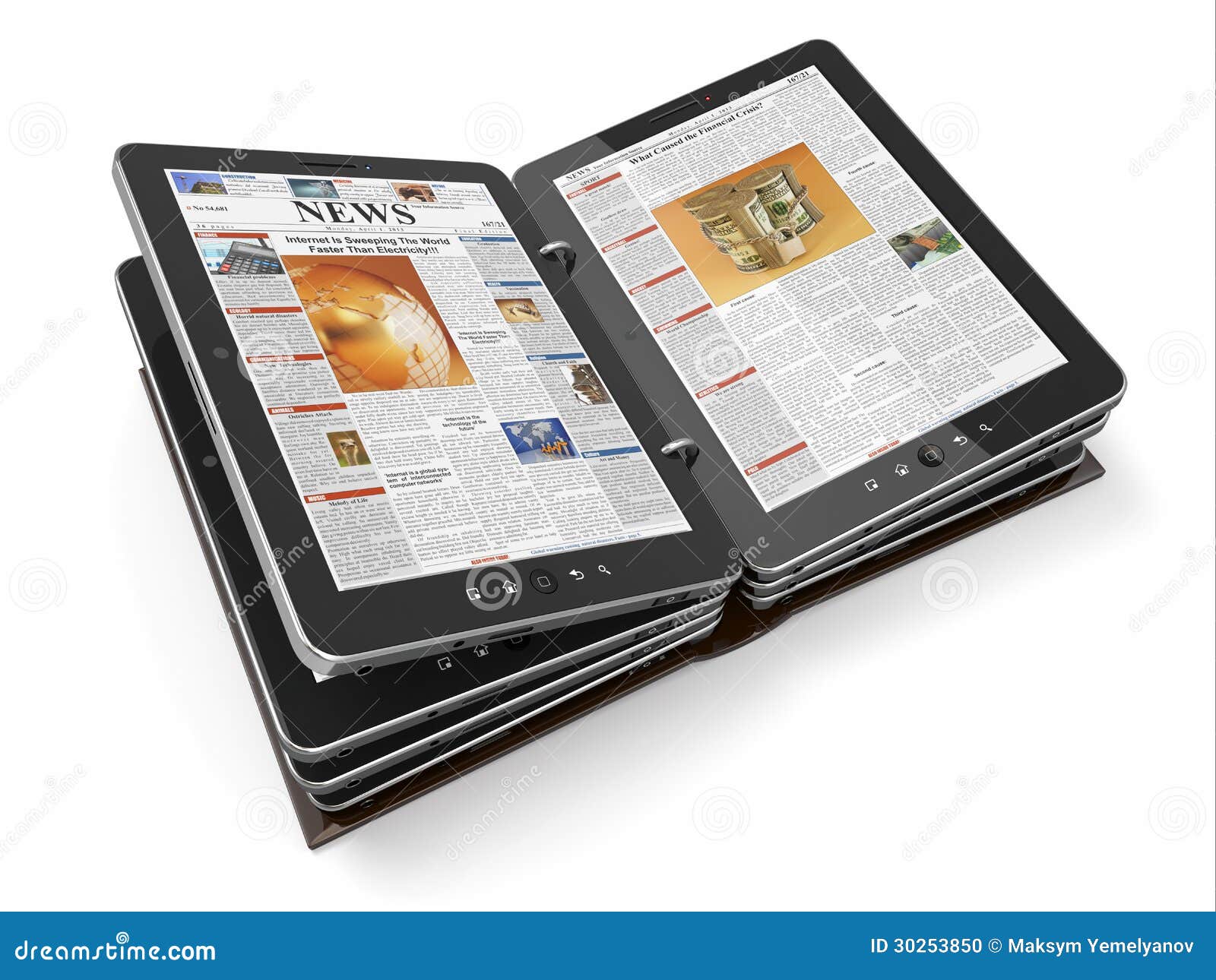 Newspaper or Magazine from Tablet Pc Stock Illustration - Illustration ...