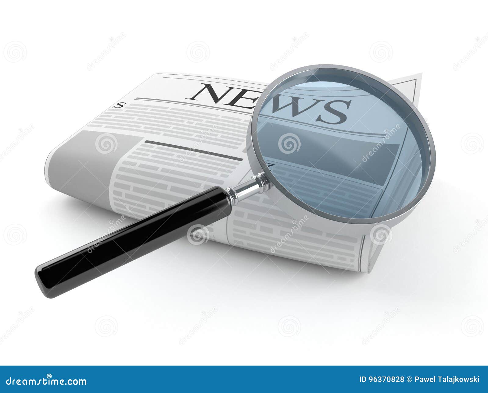 Newspaper with Magnifying Glass Stock Illustration - Illustration of ...