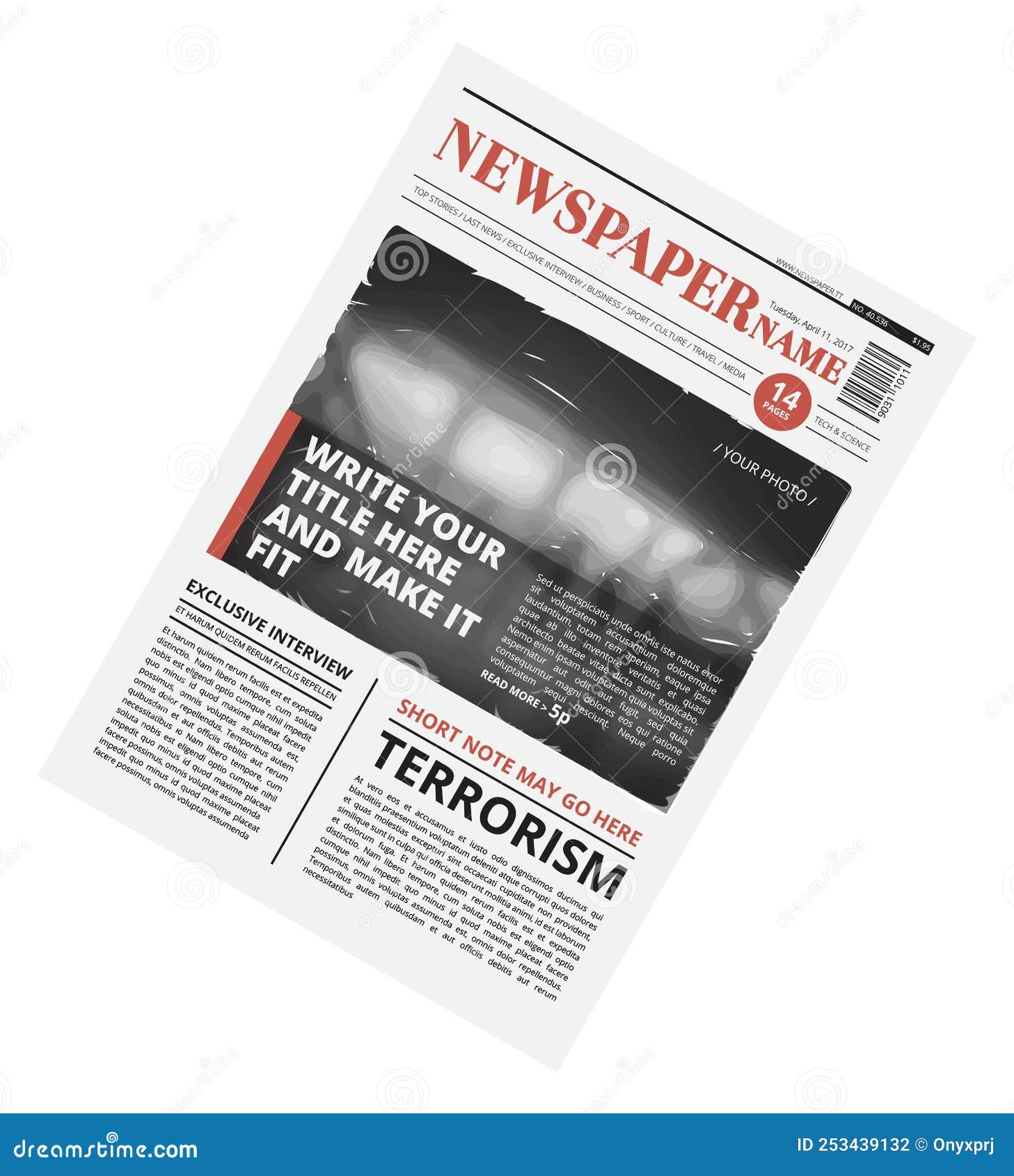 Newspaper Mockup. Template Of News And Magazines. Paper Page Of Journal ...