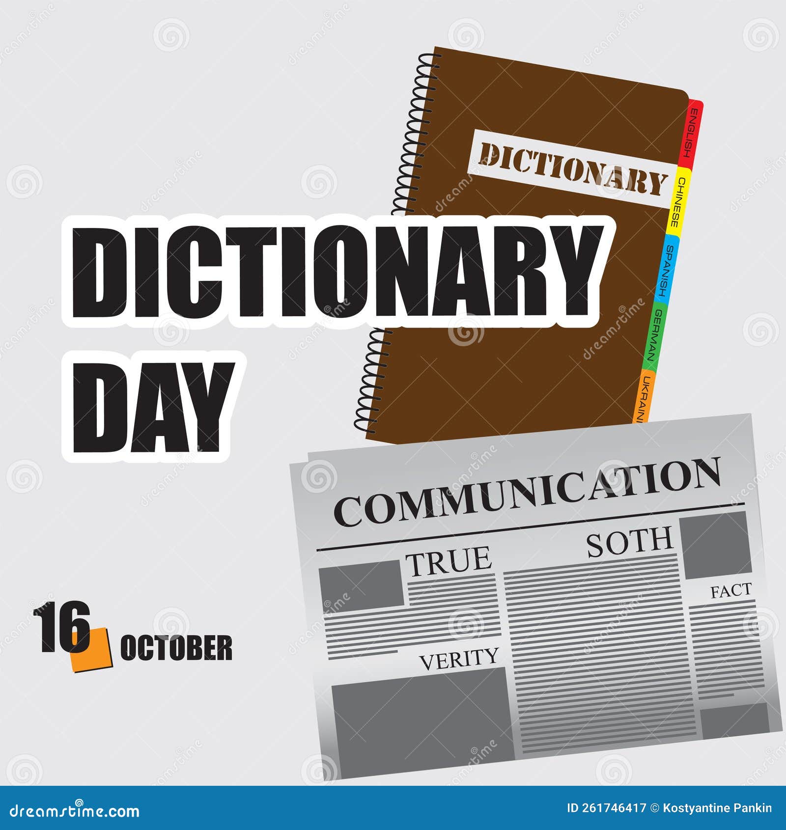 Dictionary Day stock vector. Illustration of date, translator - 261746417