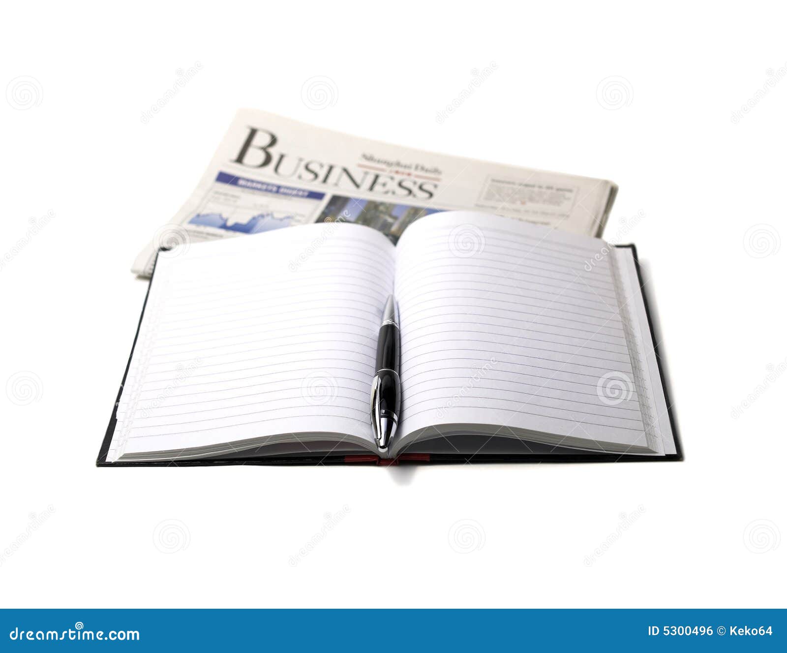 Newspaper ,pen and Notebook Stock Photo - Image of news, chart: 5300496