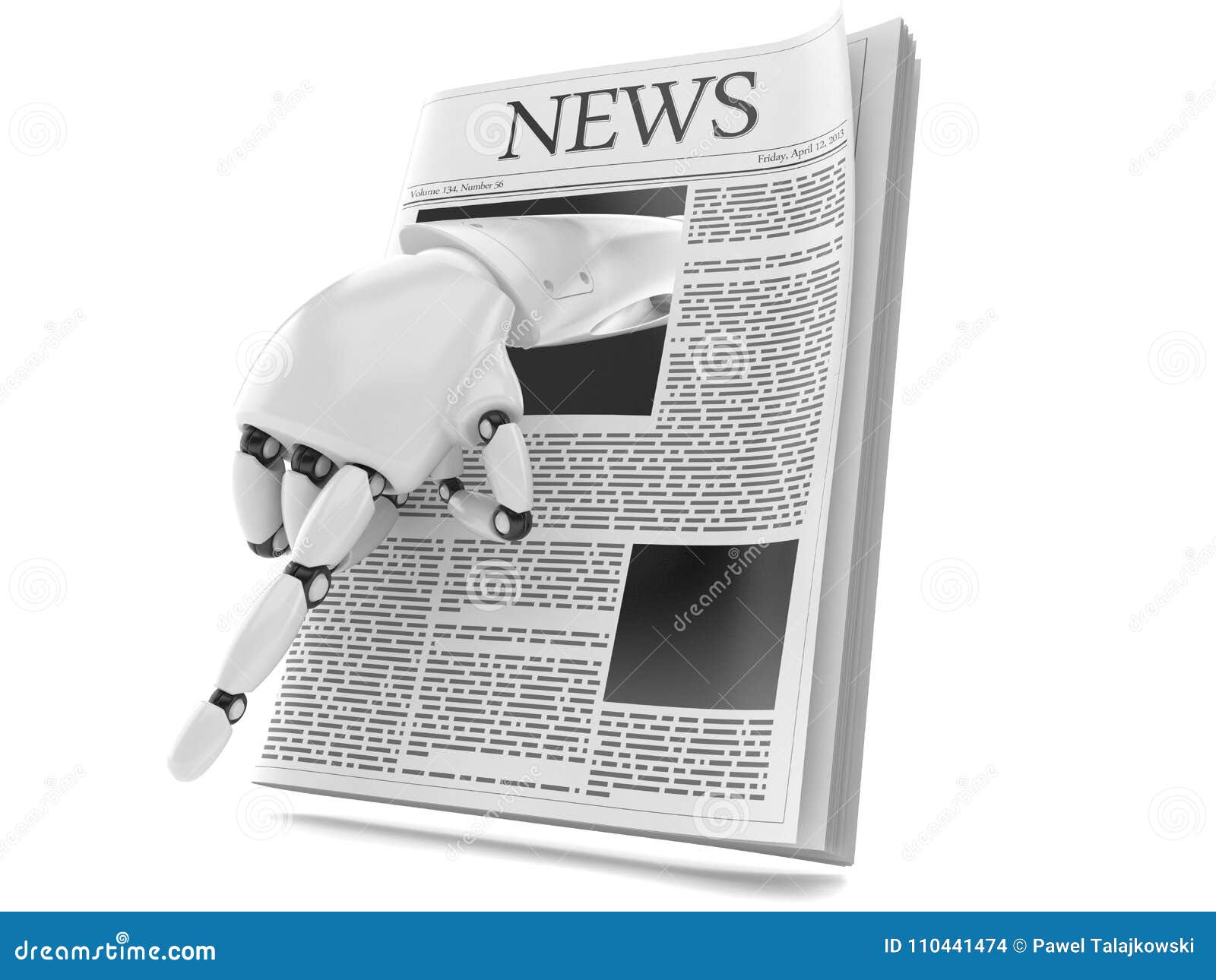 Newspaper with robot hand stock illustration. Illustration of future ...