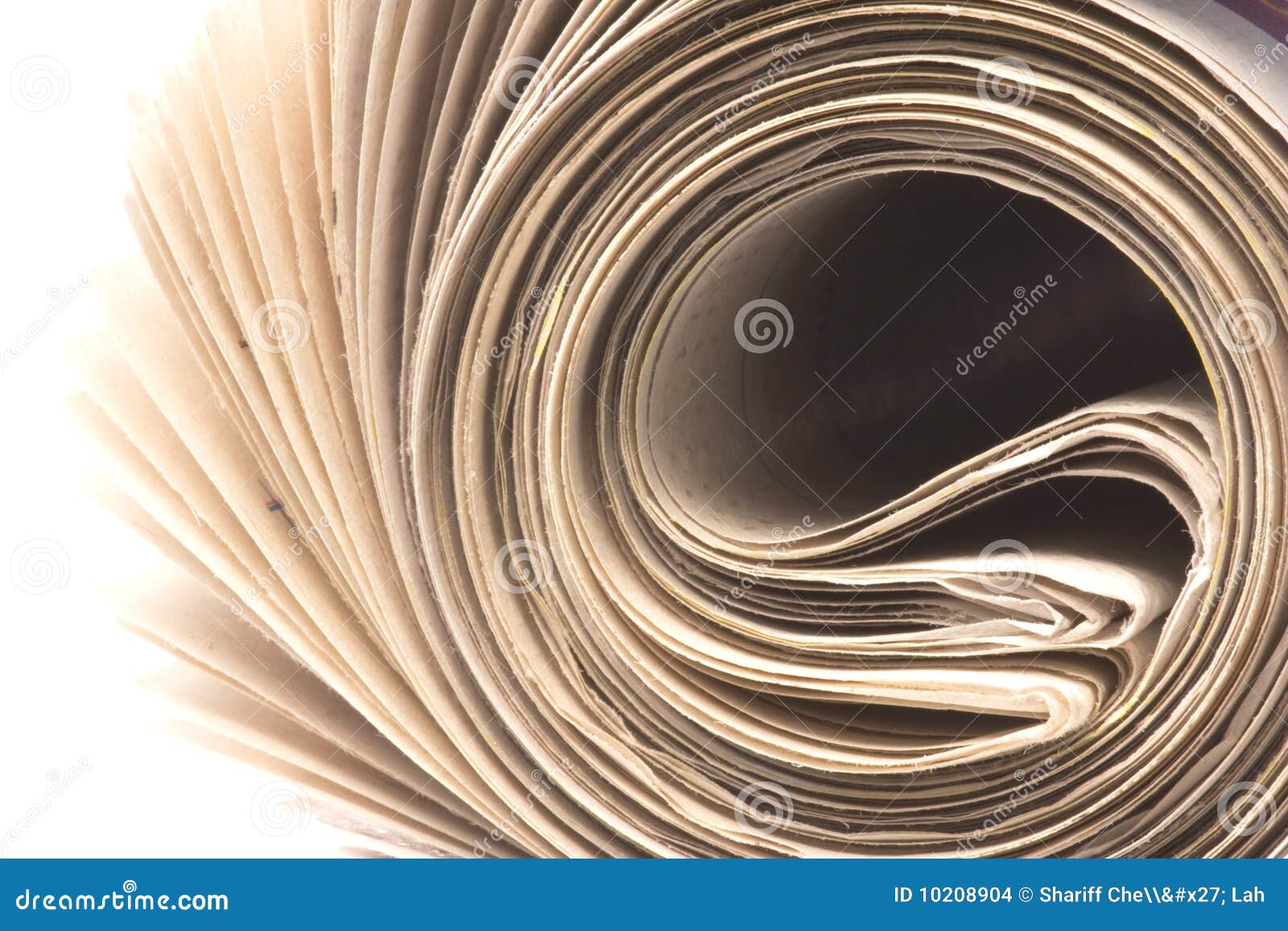 Newspaper Roll Macro Isolated Stock Photo - Image of media, commerce ...