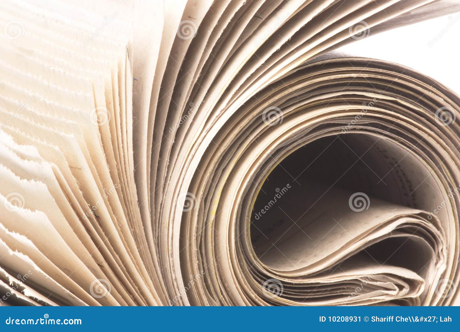Newspaper Roll Macro Isolated Stock Image - Image of communication ...