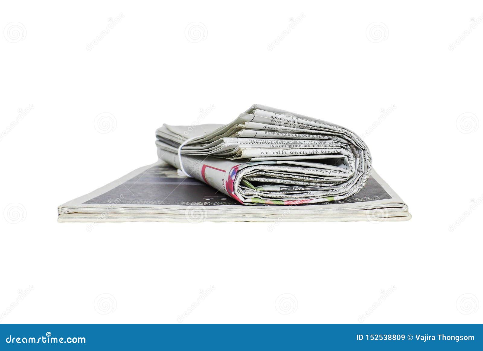 Newspaper Roll and Magazine on White Background Stock Image - Image of ...