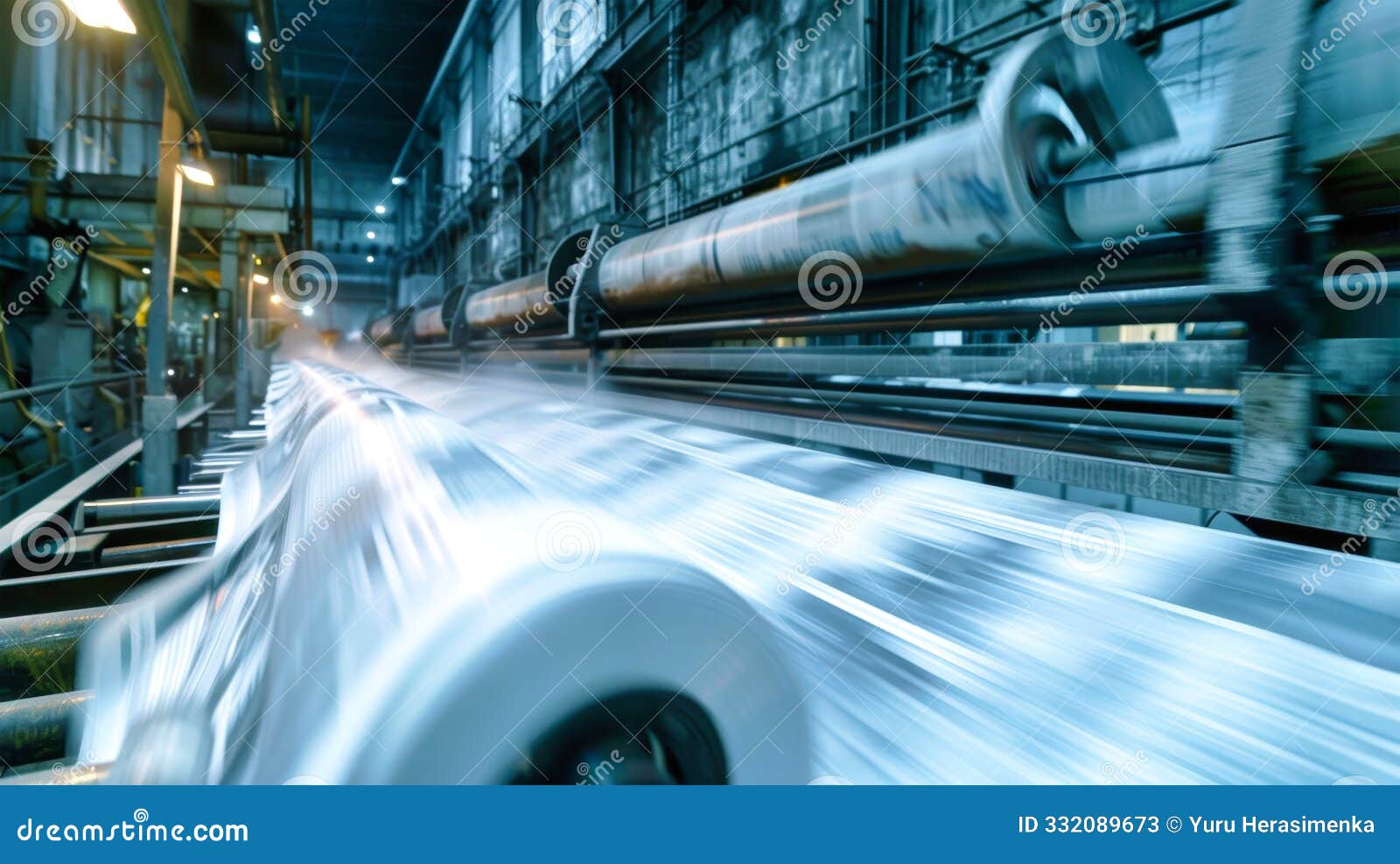 Newspaper Rolls and Printed Pages Race through a Dynamic Printing Press ...