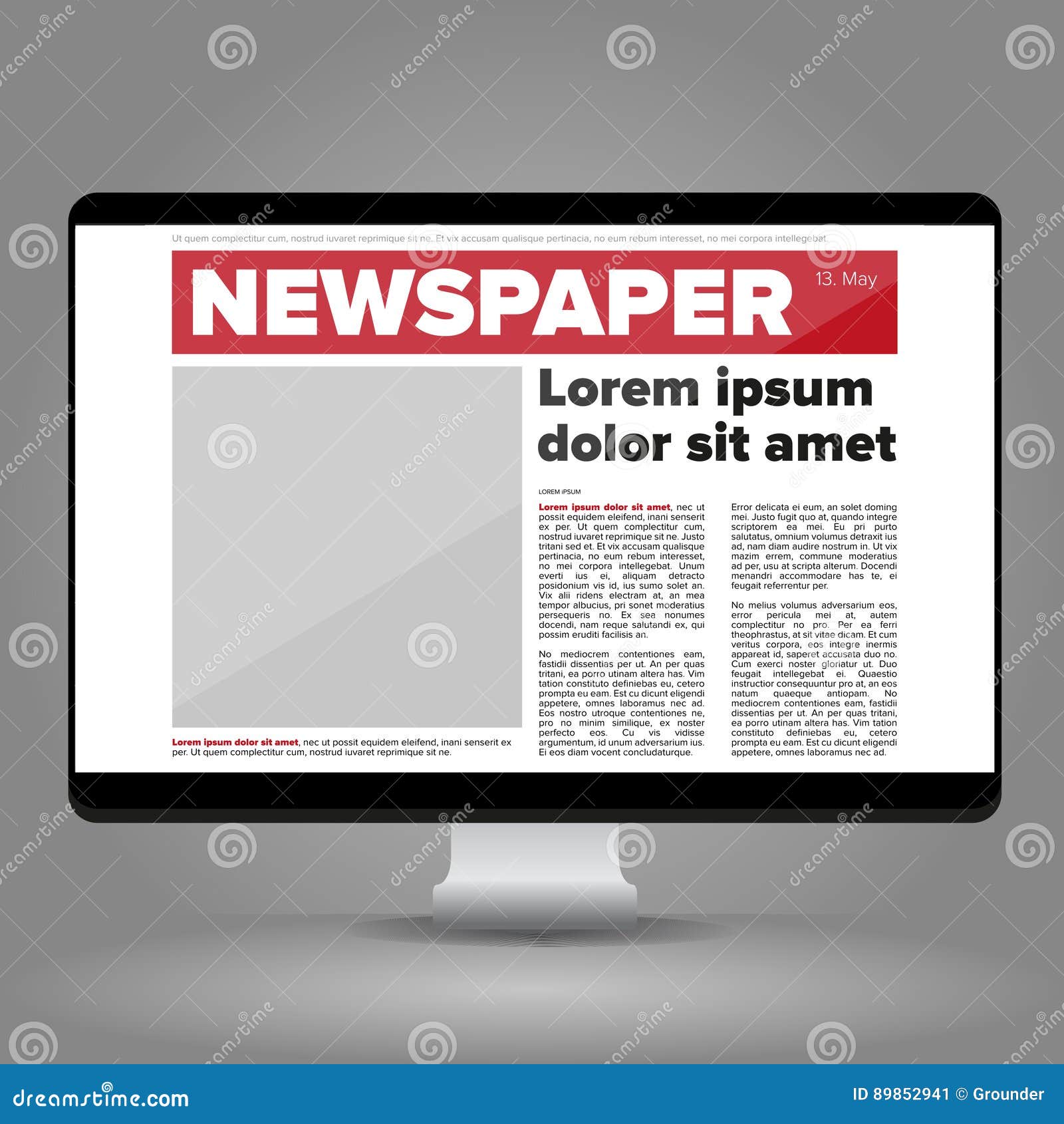 Newspaper on Screen Computer Stock Illustration - Illustration of ...