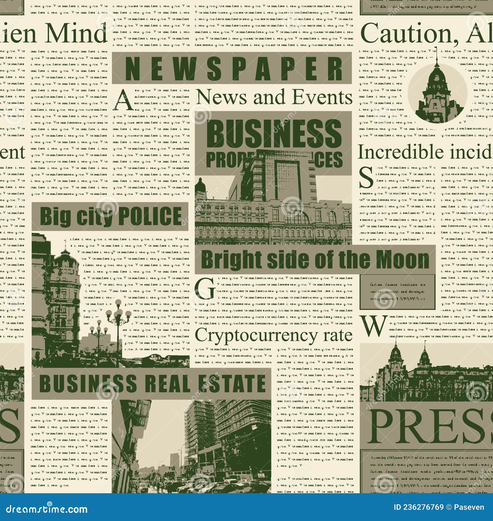 Seamless Pattern on the Theme of Newspapers Stock Vector - Illustration ...