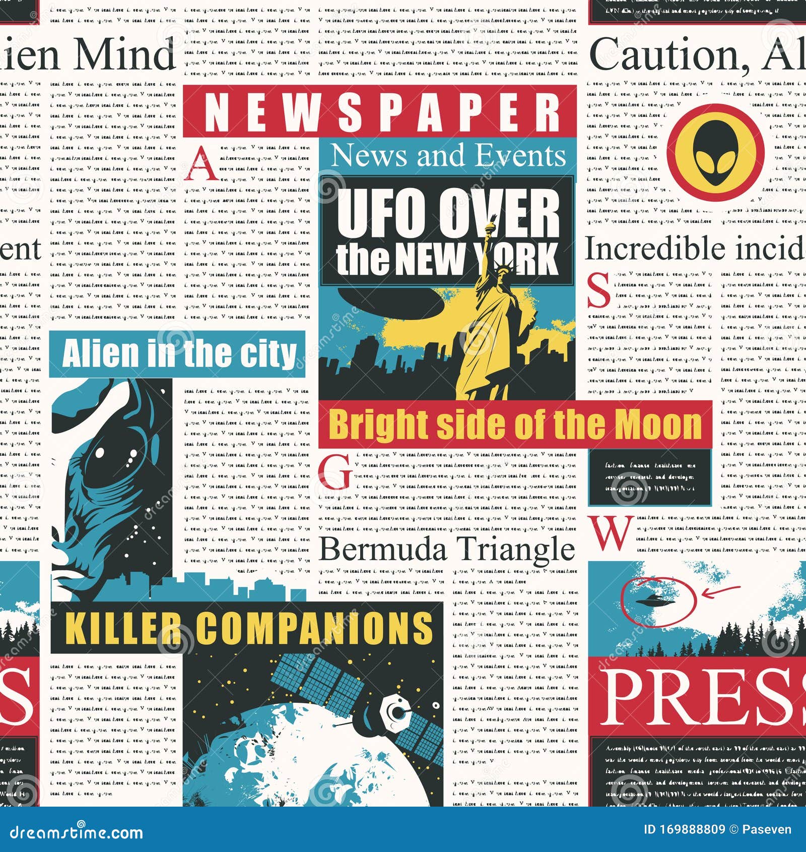 UFO Newspaper. Newspaper Columns With Text, Media News Headlines ...