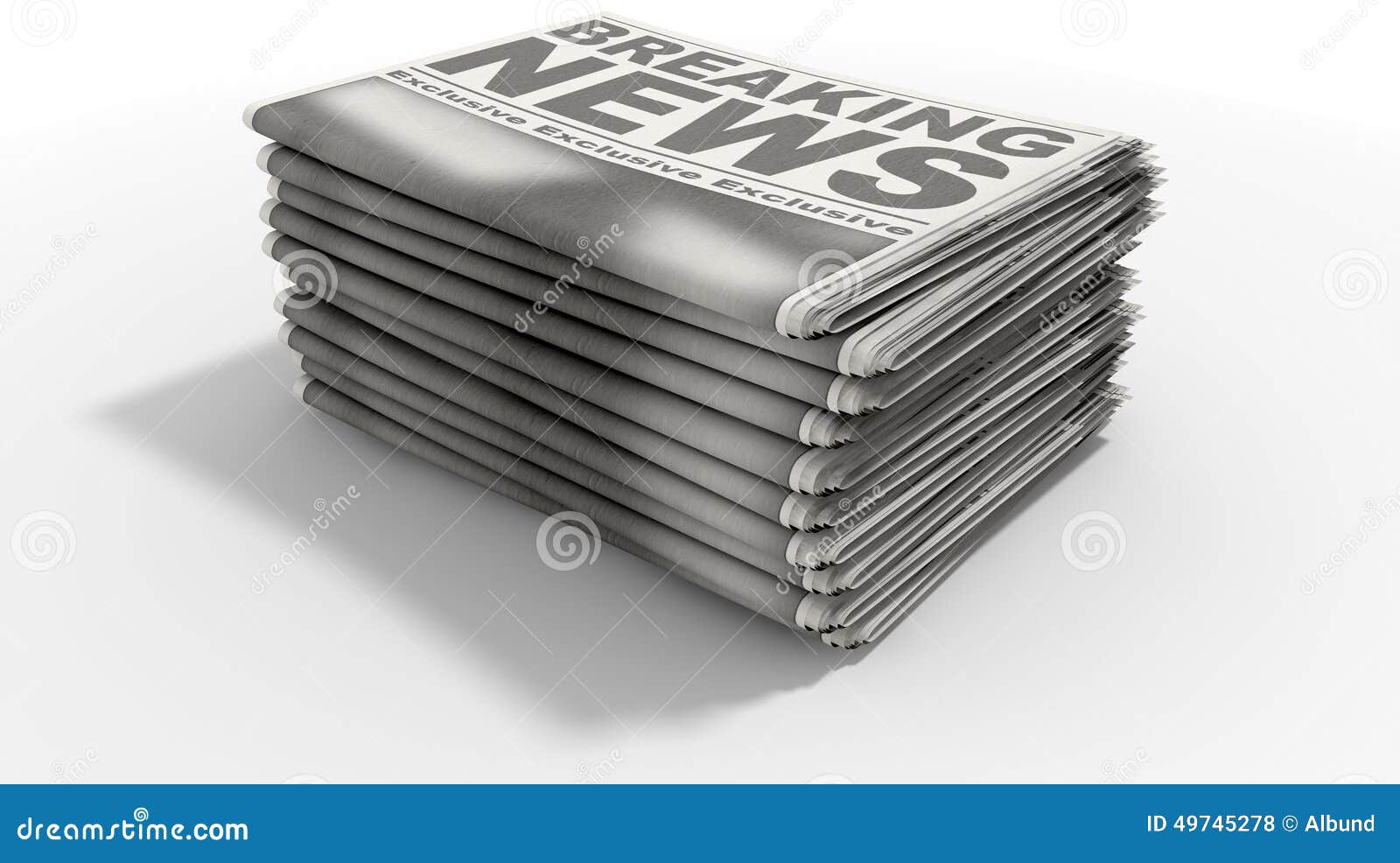 Newspaper Stack Breaking News Stock Photo - Image of folded, isolated ...