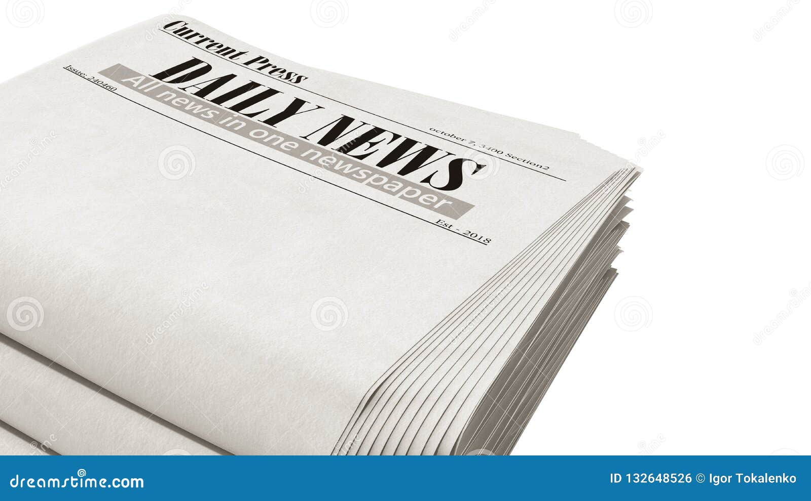 Newspaper in Stack 3d Render on White No Shadow Stock Illustration ...