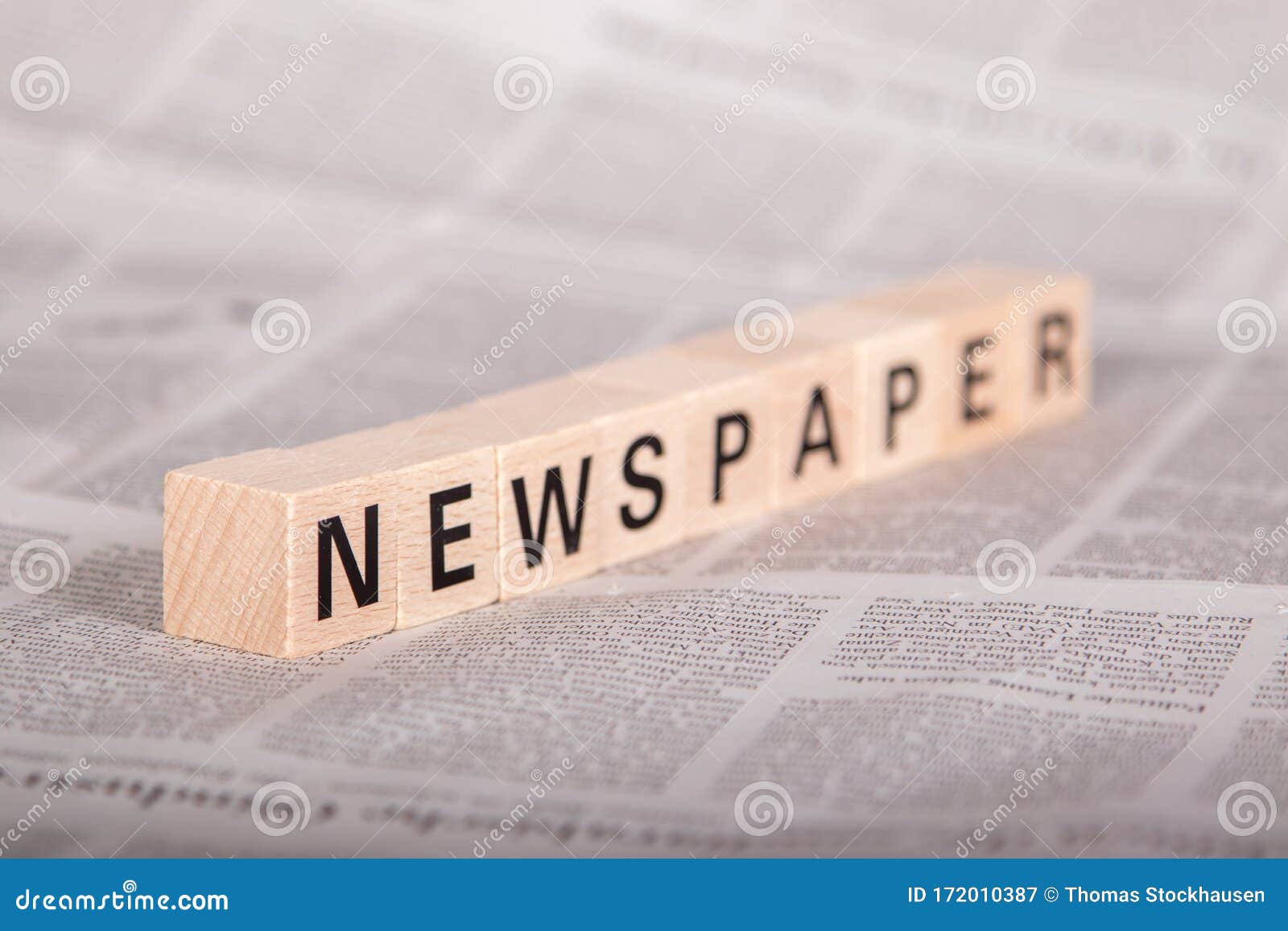 Newspaper Text on Wooden Cubes, Newspaper As Background, Perspective ...