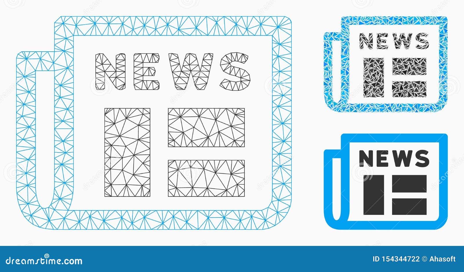 Newspaper Vector Mesh Carcass Model and Triangle Mosaic Icon Stock ...