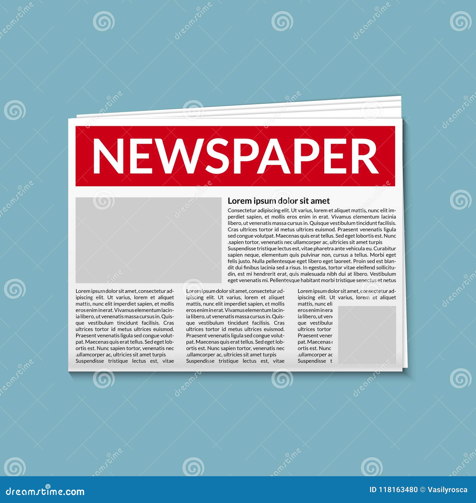 Newspaper Vector daily News Flat Object Icon. Headline Article Journal ...