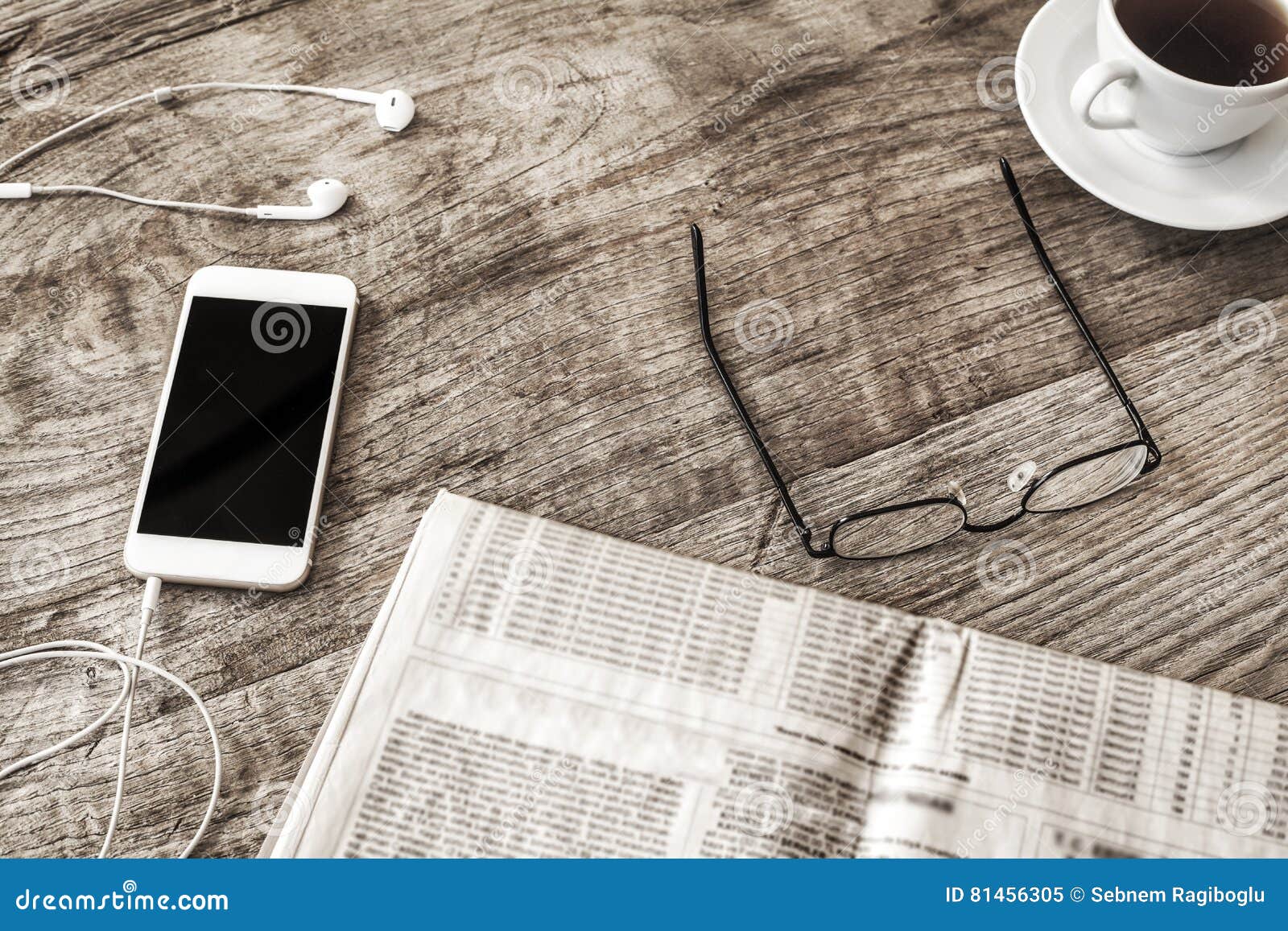 Newspaper on wooden table stock image. Image of journal - 81456305