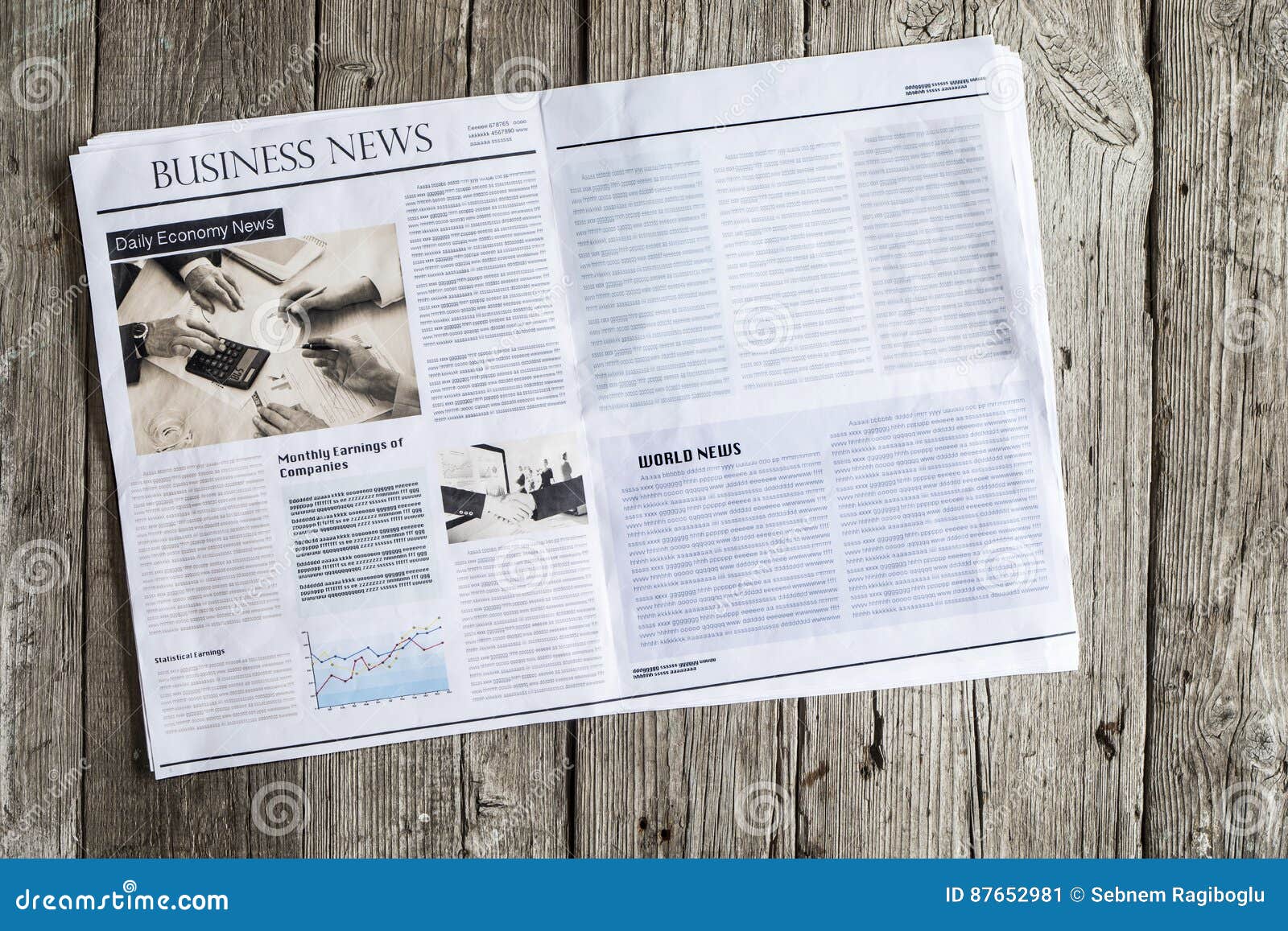 Newspaper on wooden table stock image. Image of paper - 87652981
