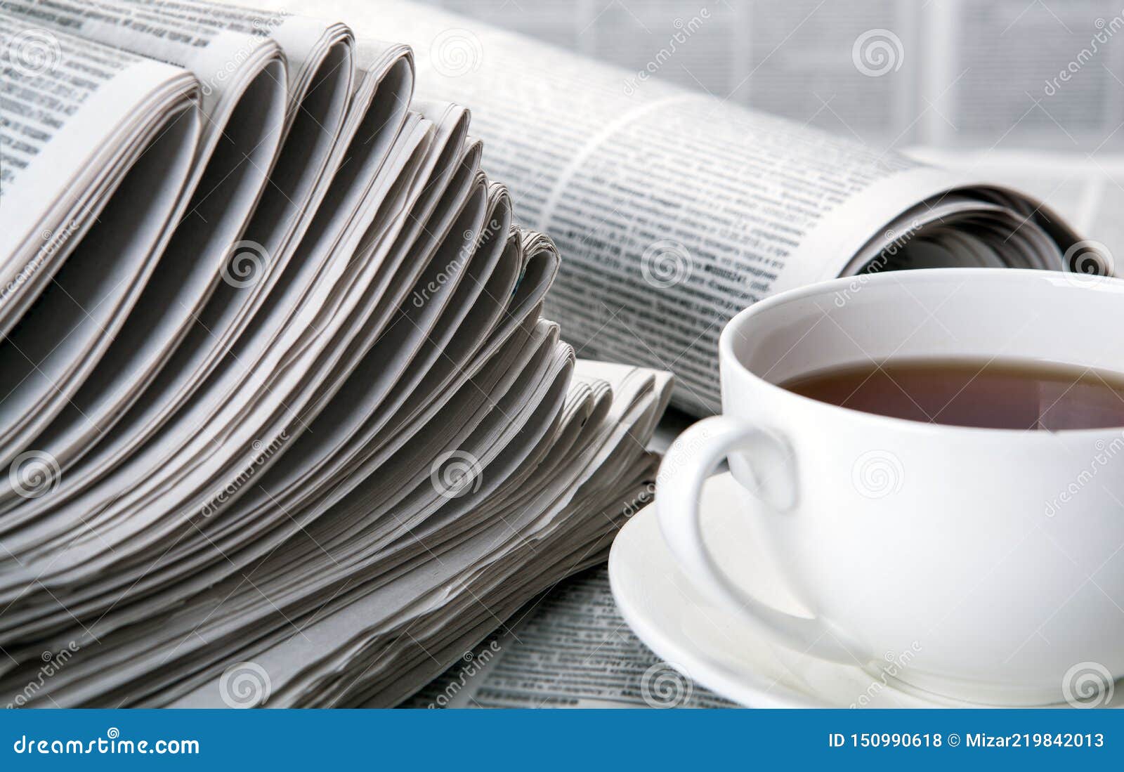 Newspapers and a Cup of Coffee on the Table Stock Photo - Image of ...