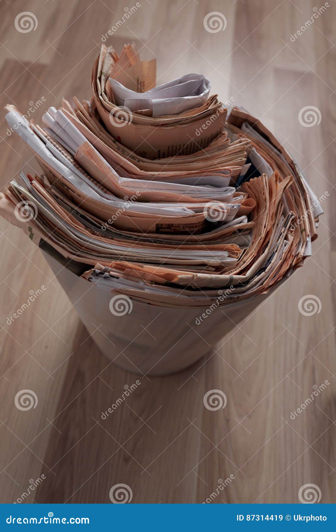 Newspapers in the Recycle Bin Stock Image - Image of floor, copyspace ...