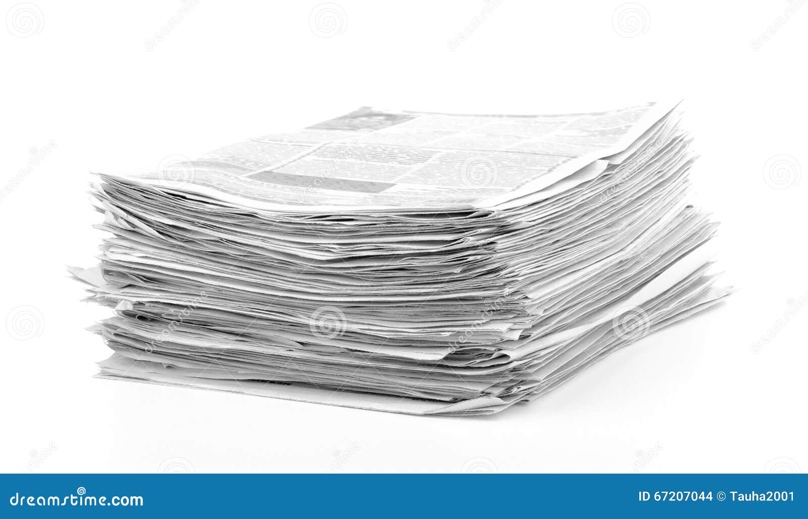 Newspapers Stack Isolated on White Stock Photo - Image of headline ...