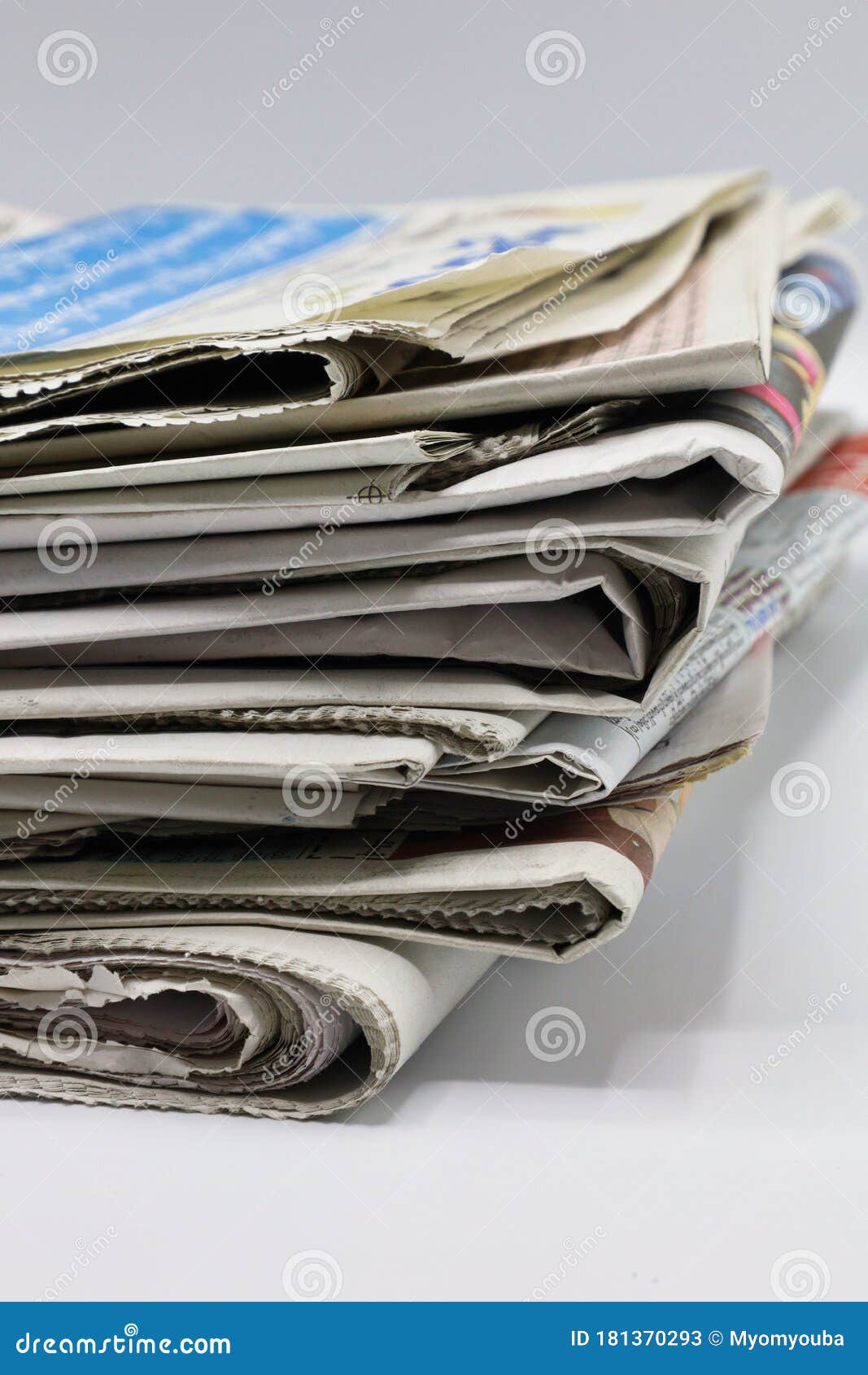 Newspapers Stacks on Blur Background Editorial Stock Photo - Image of ...