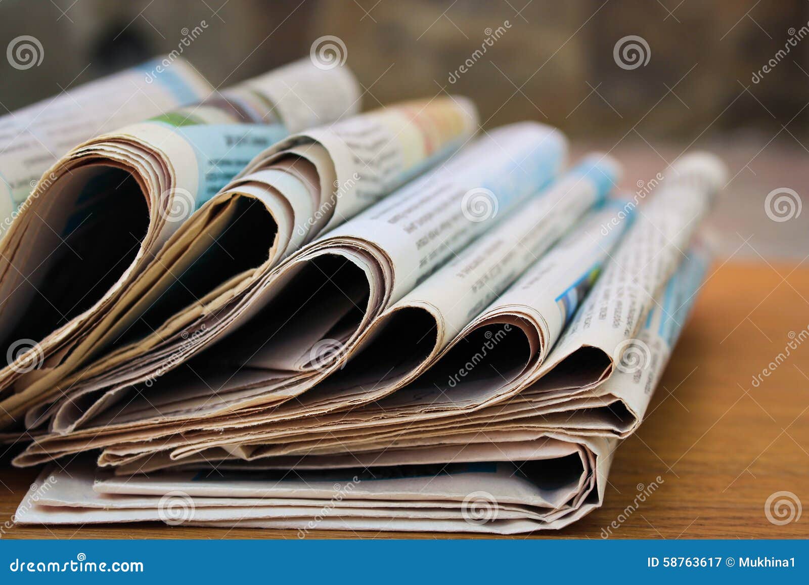 Newspapers on table stock image. Image of newspapers - 58763617