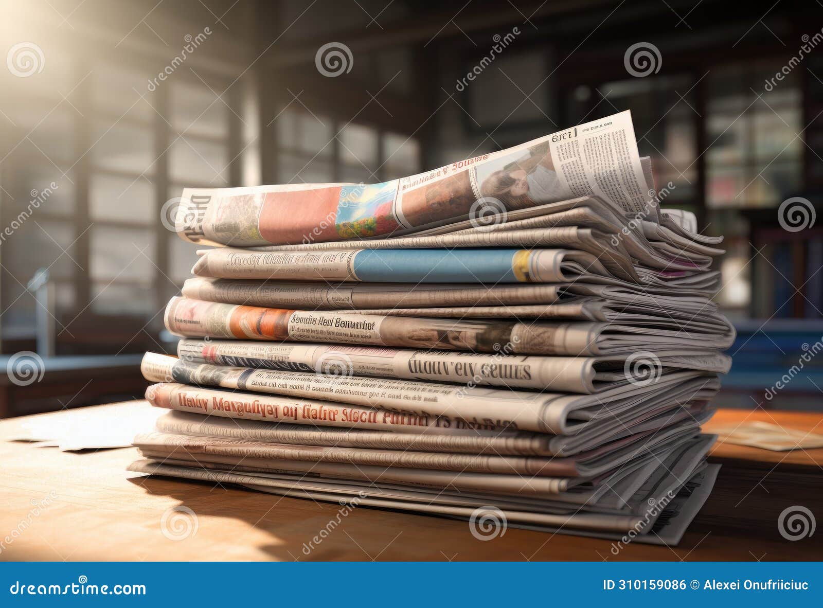 Newspapers on a table stock photo. Image of information - 310159086