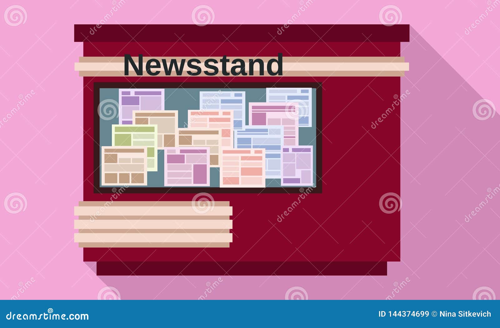 Newsstand icon, flat style stock vector. Illustration of book - 144374699