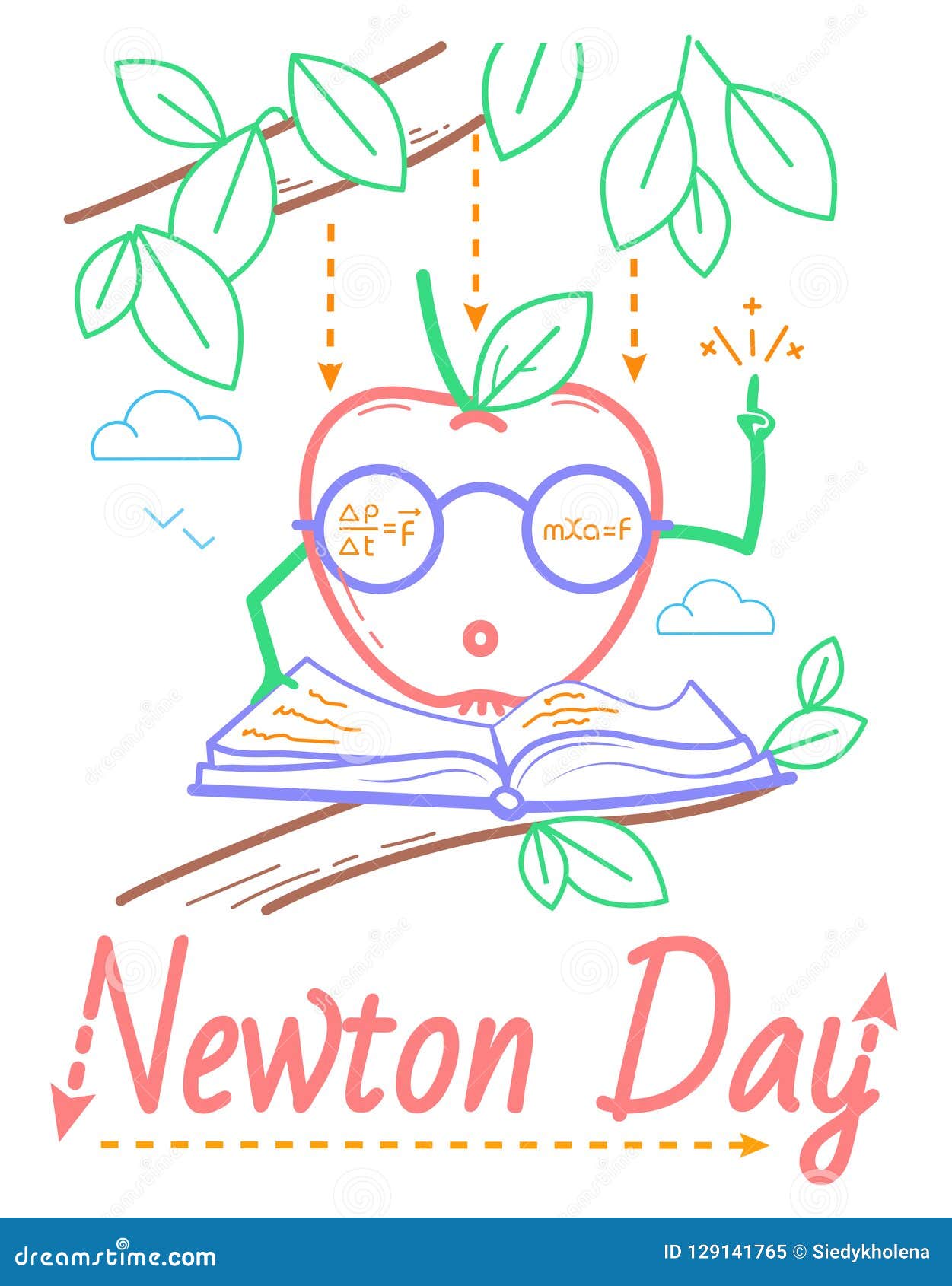 Newton Day Educational Banner Stock Illustration - Illustration of ...